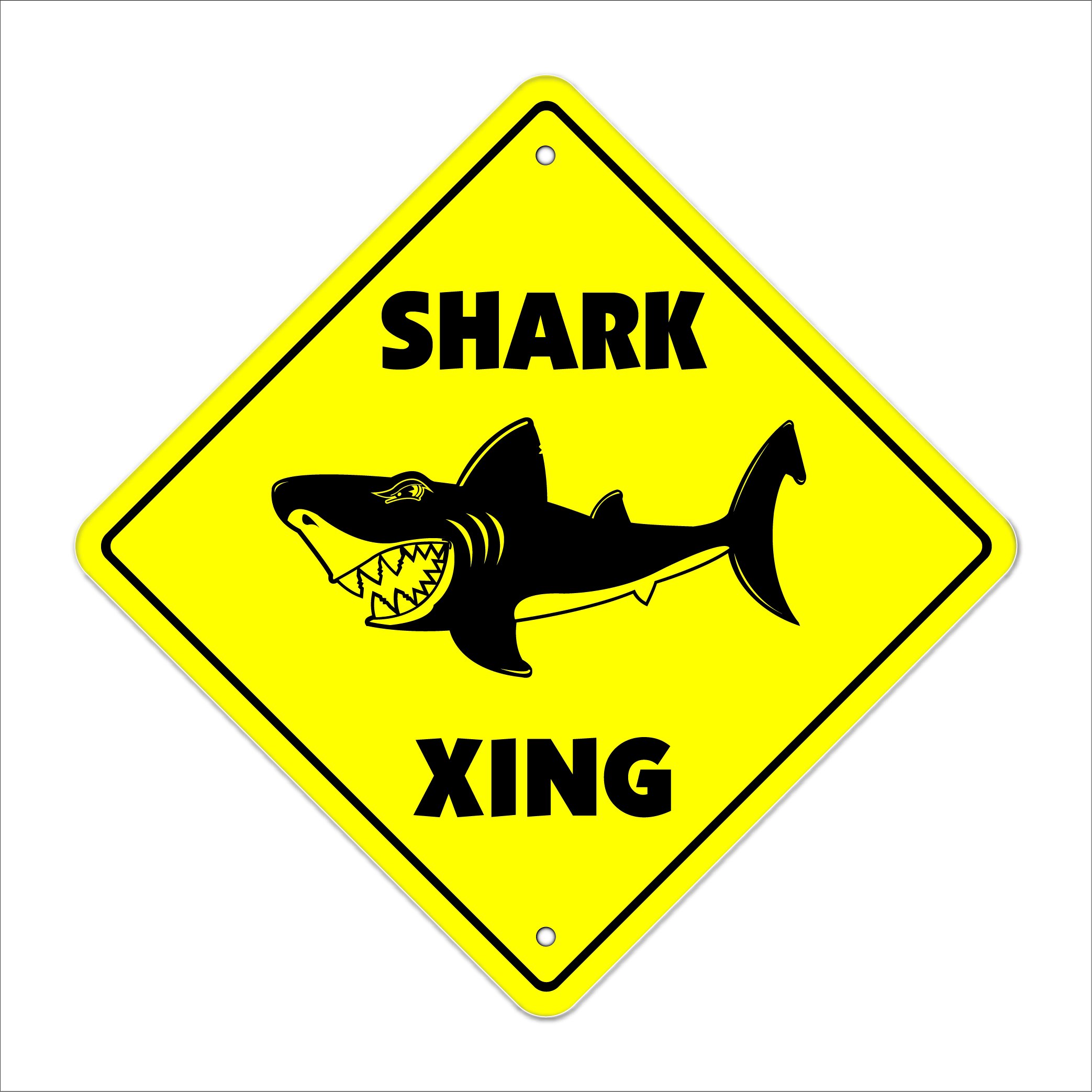 Amazon.com: Shark Crossing Sign Zone Xing | Indoor/Outdoor | 12" Tall ...