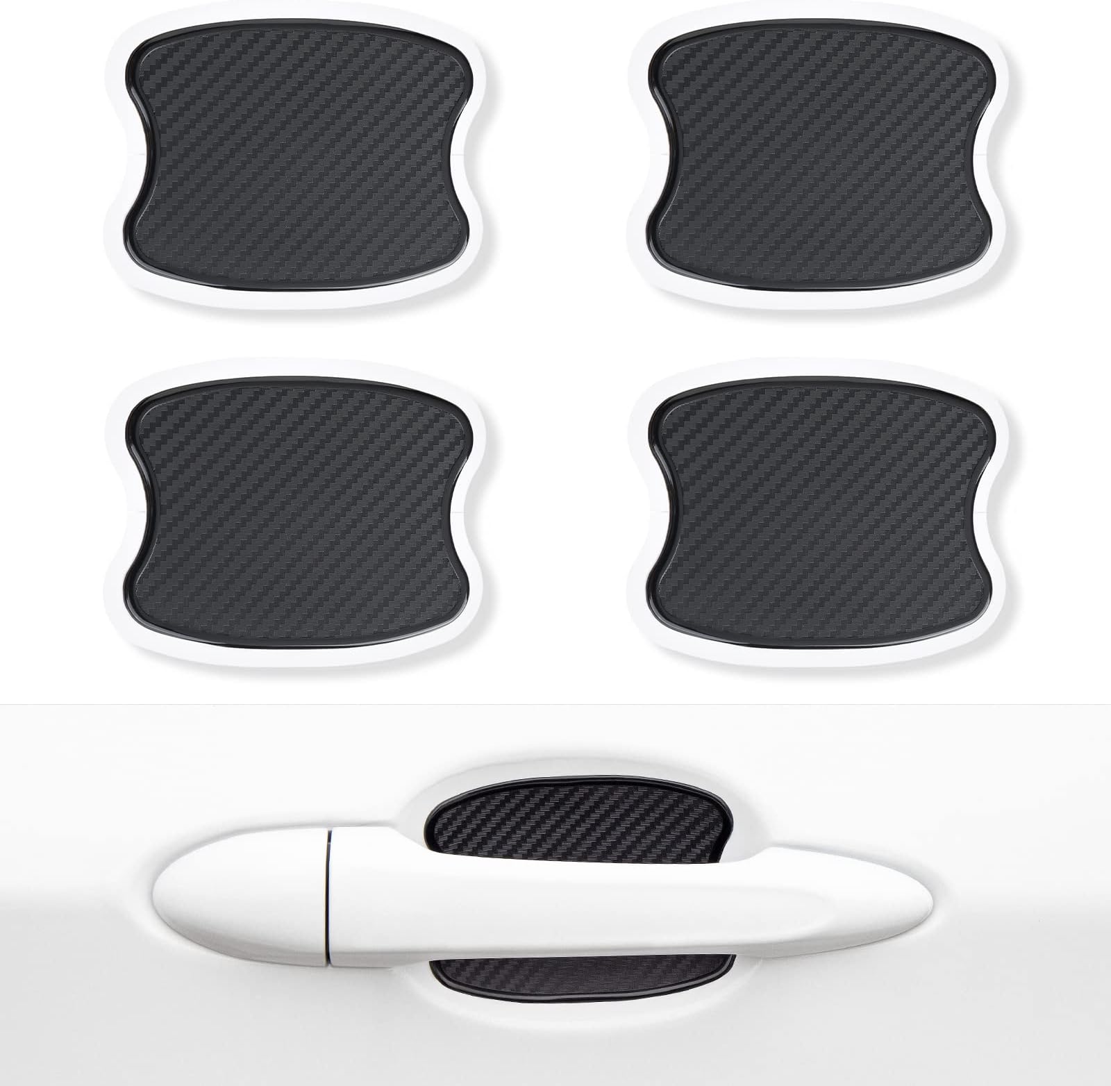 EVPARTY 4pcs Car Door Handle Protectors, TPU Carbon Fiber Protection ...