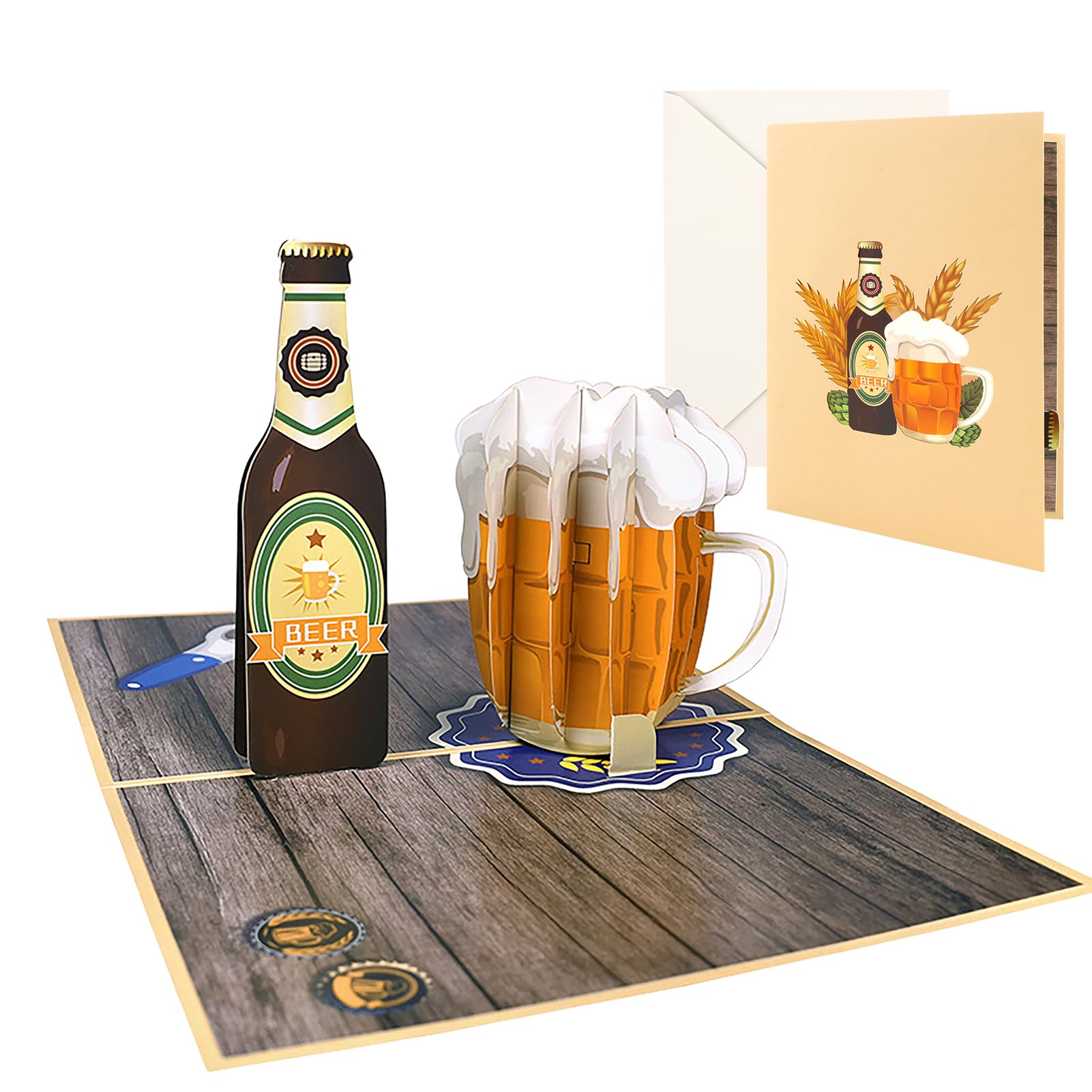 3D Pop Up Card, Beer Theme Birthday Card, Handmade Father's Day ...