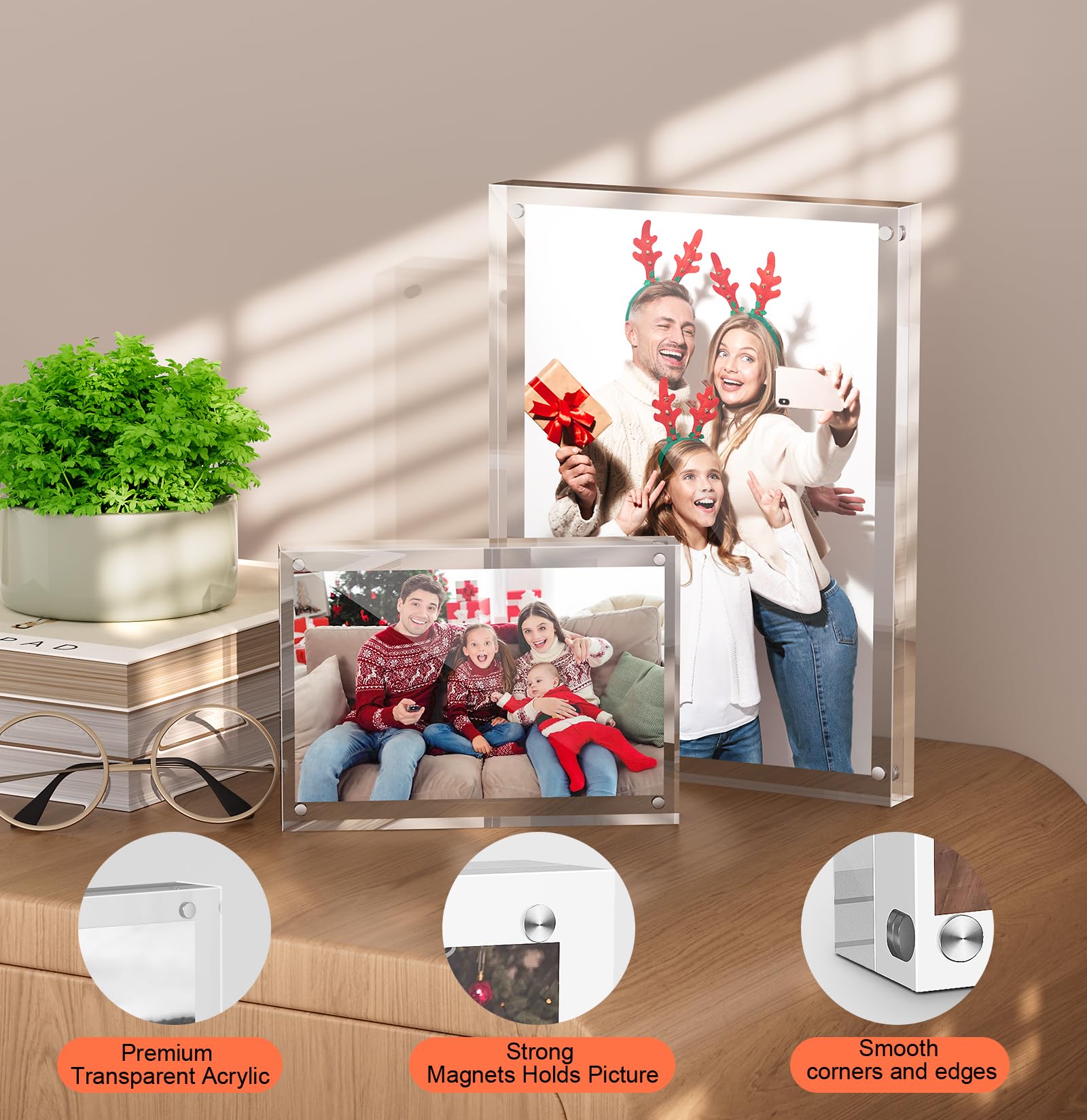 Chermory 2 Pack Acrylic Photo Frame 5x7, 20% Thicker, 24mm Thick ...