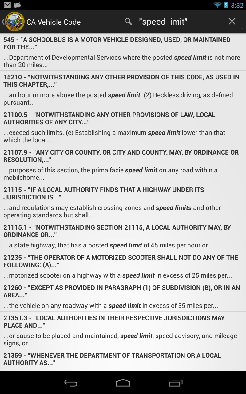 2015 CA Vehicle Code - App on Amazon Appstore