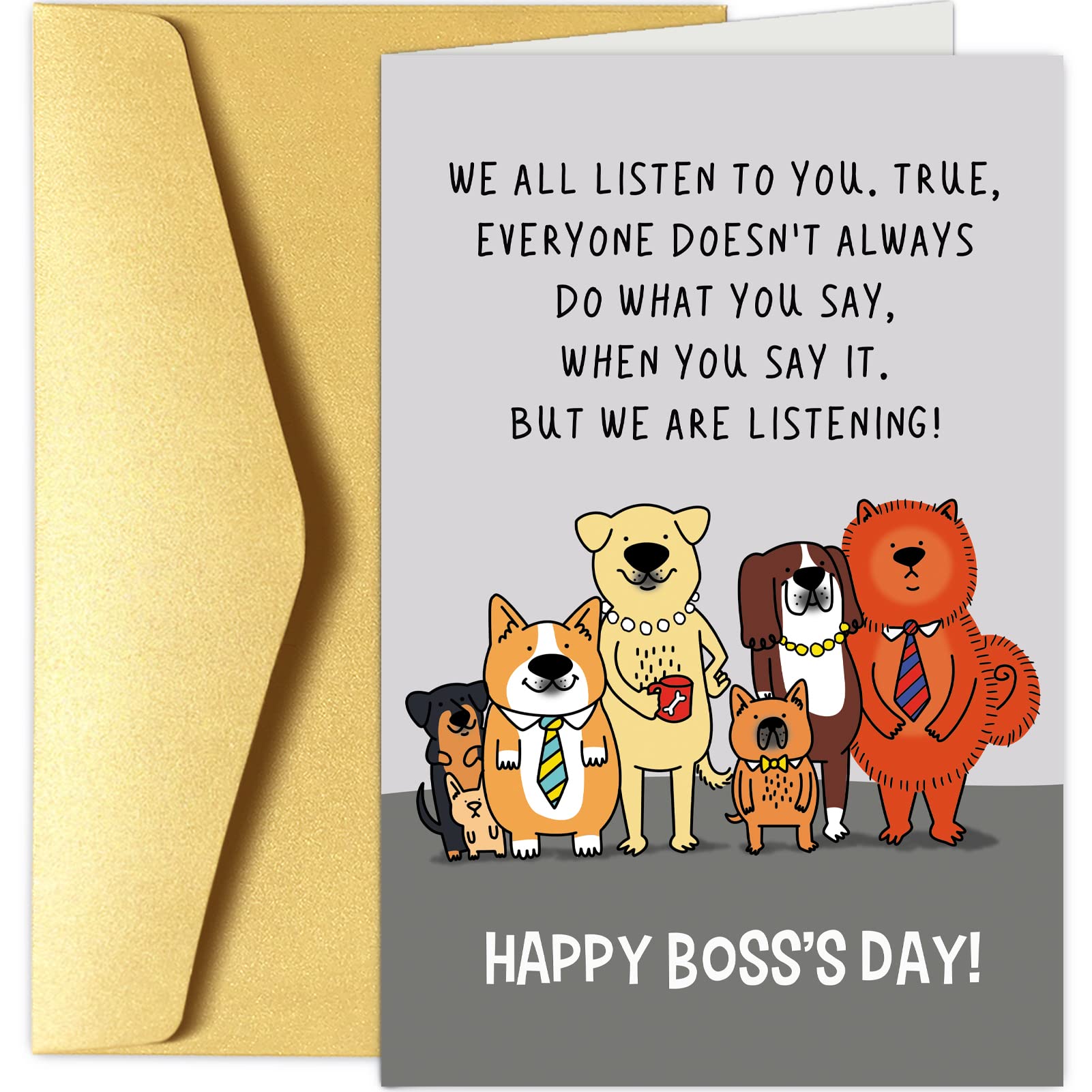 Amazon.com : Funny Boss Day Card from Staff, Cute Animal Themed Happy ...