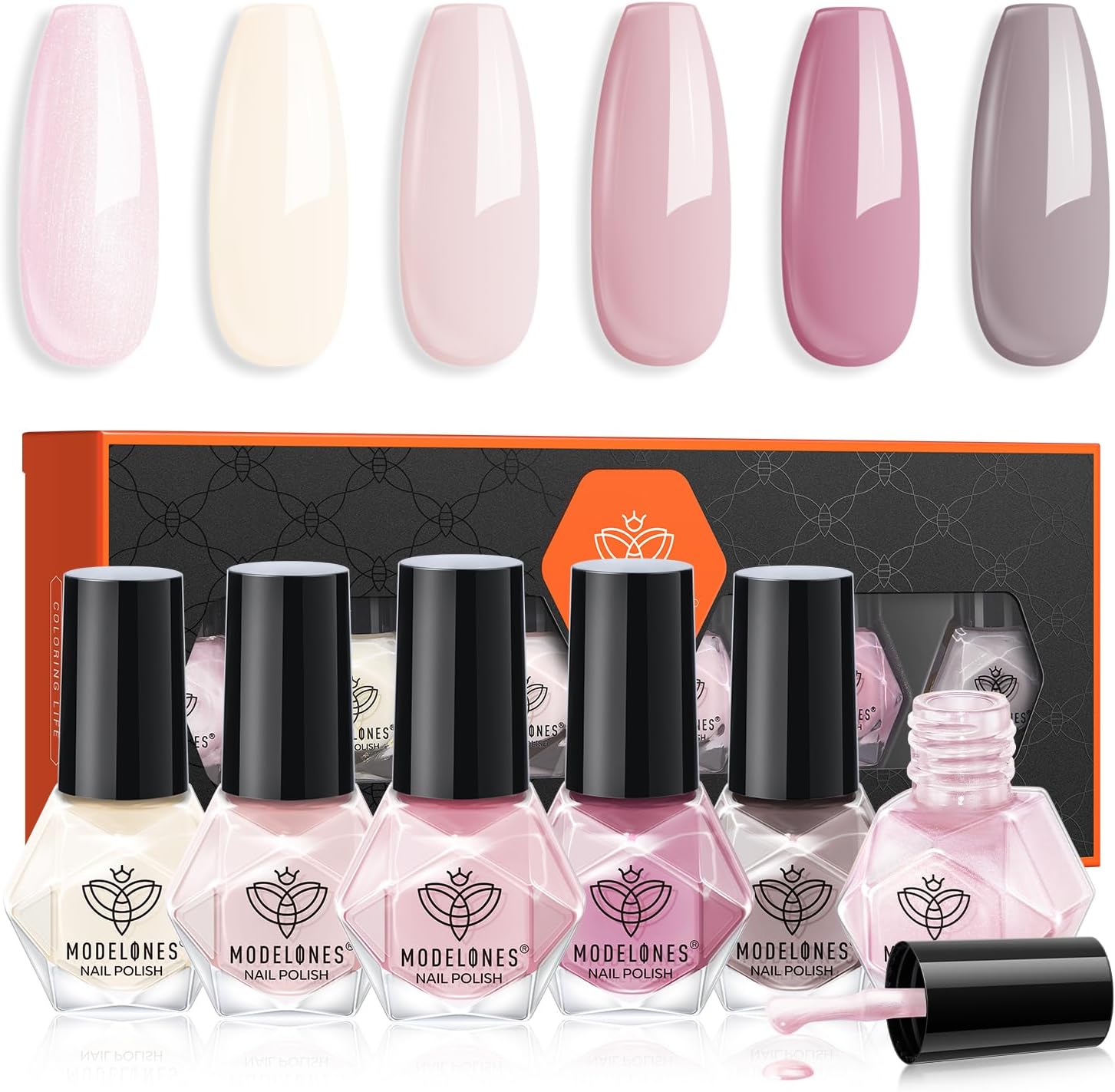 Amazon.com : modelones Nail Polish Set 6 Colors, Milky White Glazed ...