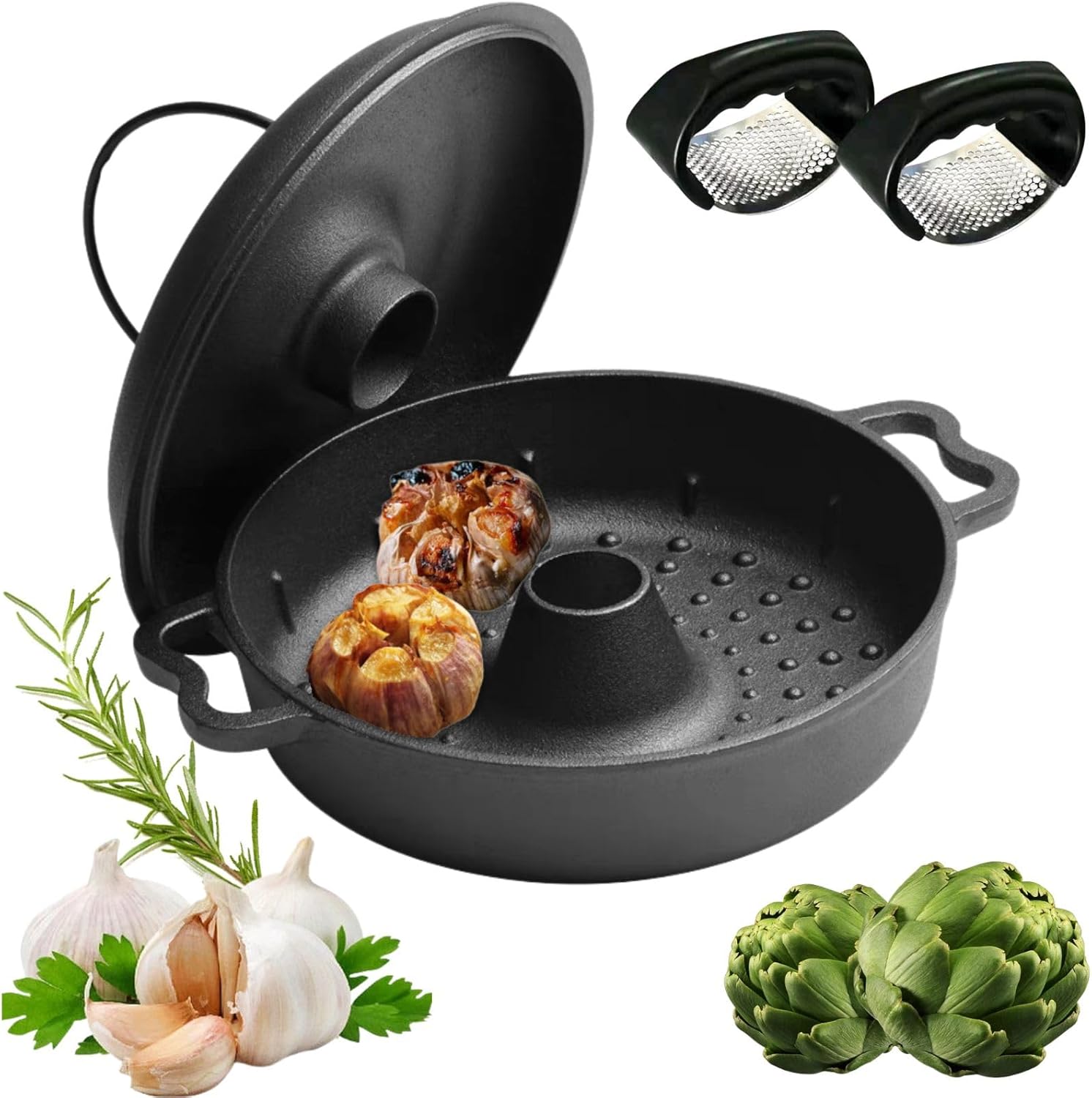 Amazon.com: Large Garlic Roaster, Cast Iron Garlic Roaster for Oven ...
