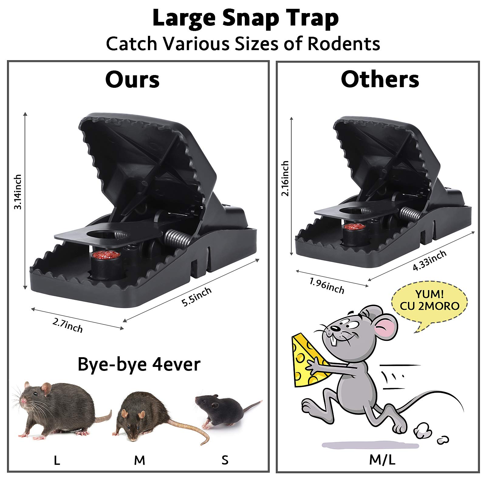 Buy Trisiki 6 Pack Professional Mouse Trap, Rat Trap for Various Sizes ...