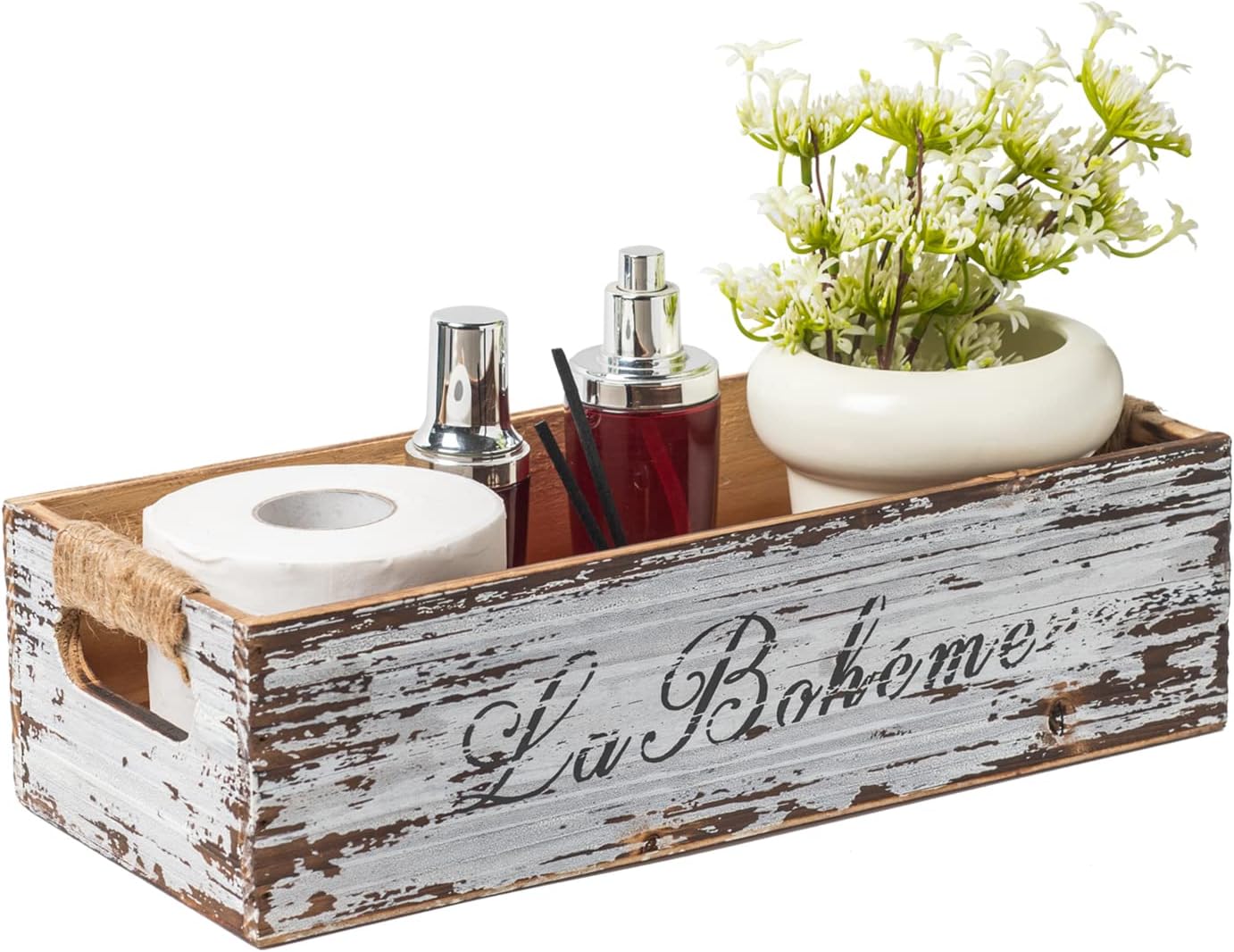 Amazon.com: TIMRIS Farmhouse Distressed Wooden Storage Box, Rustic ...