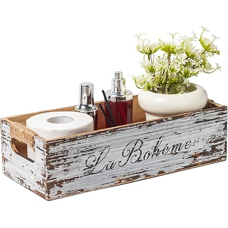 Amazon.com: TIMRIS Farmhouse Distressed Wooden Storage Box, Rustic ...