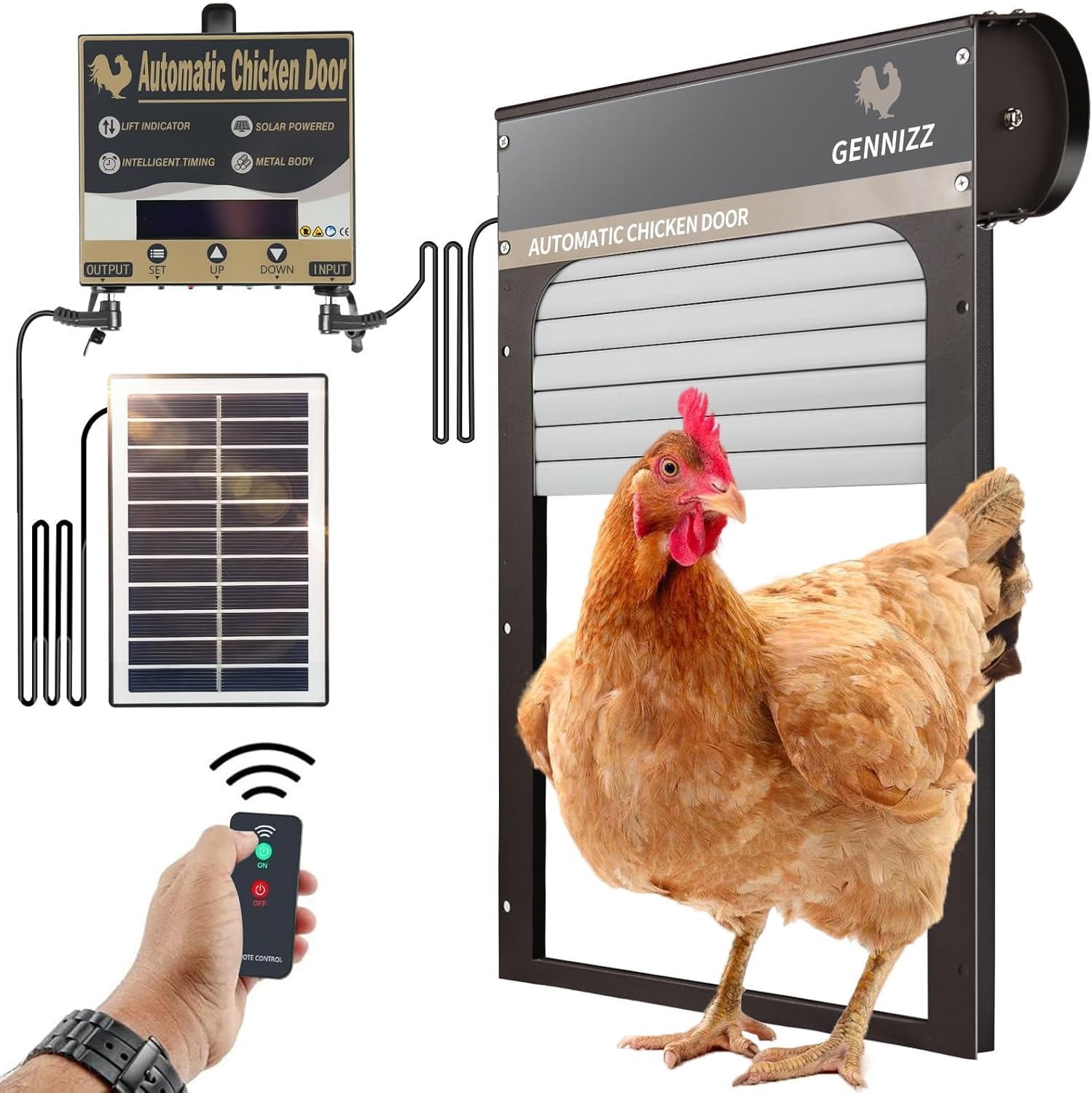 Amazon.com: GENNIZZ Solar Powered Automatic Chicken Coop Door, Anti ...