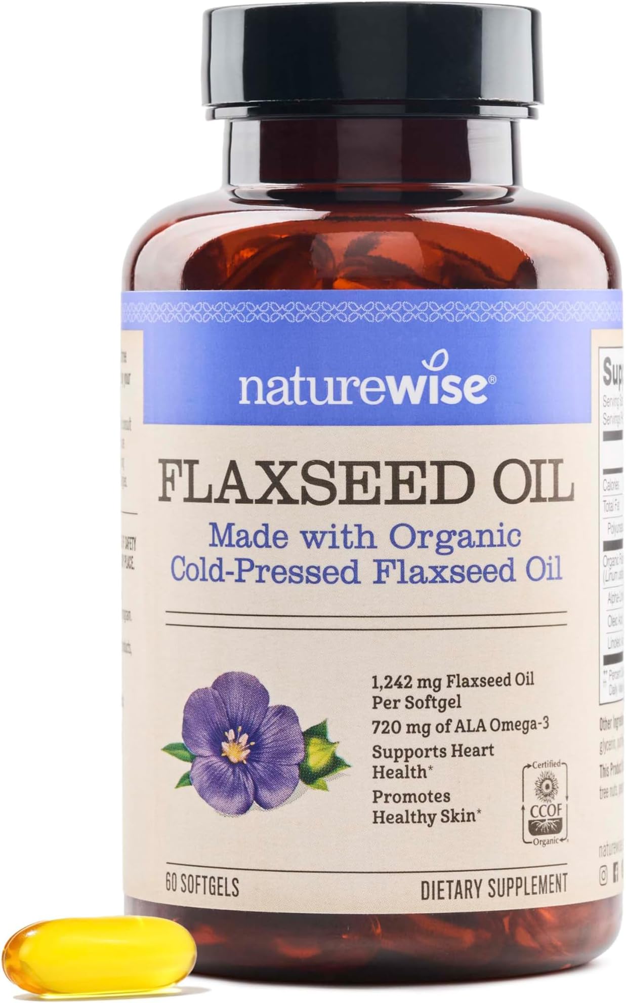 Amazon.com: NatureWise Flaxseed Oil 1200 mg, Fish Free Omega 3 6 9 with ...