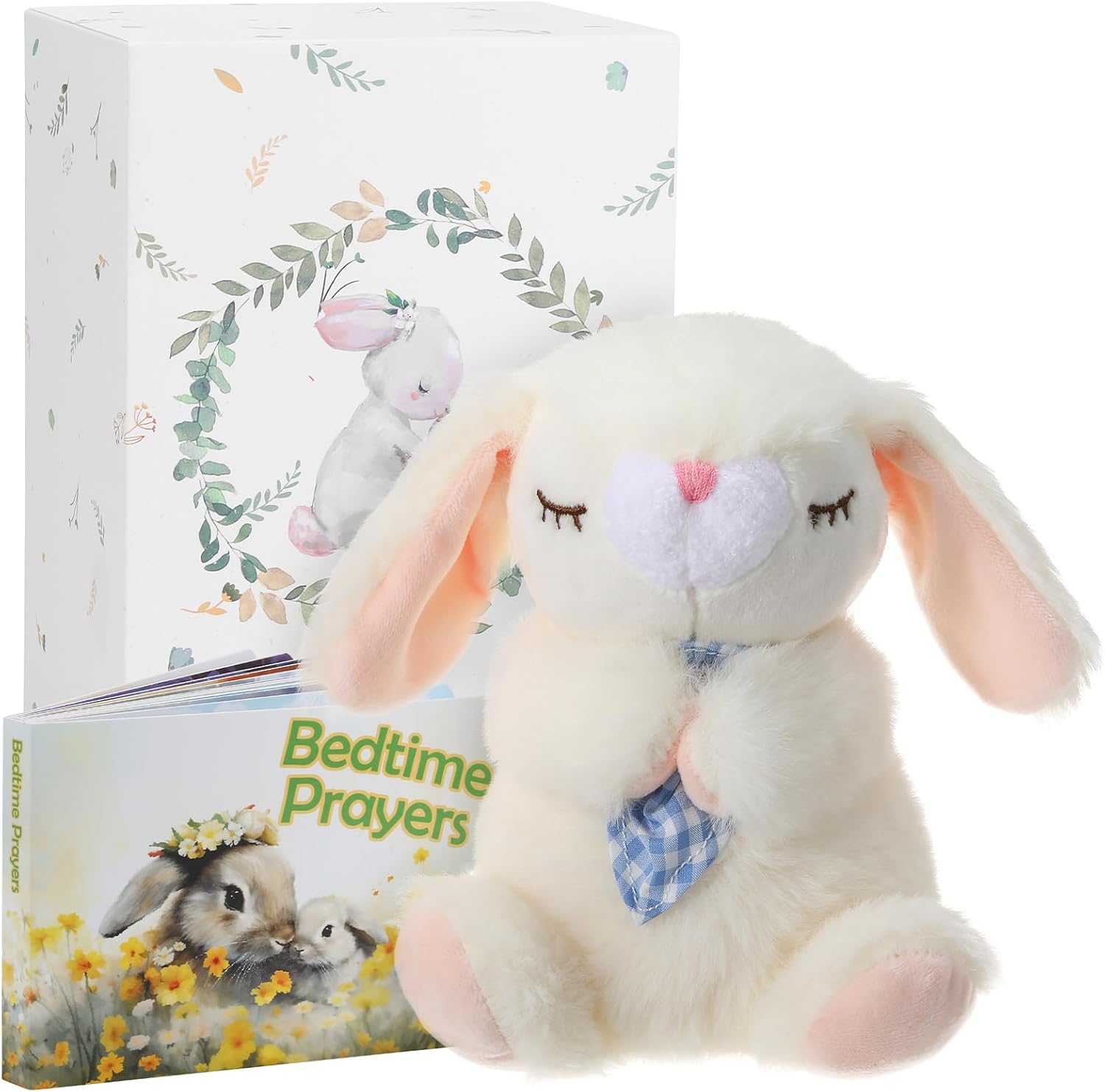 Sawnfay Baptism Gifts for Boys and Newborn Baby, 7" Praying Bunny Plush ...