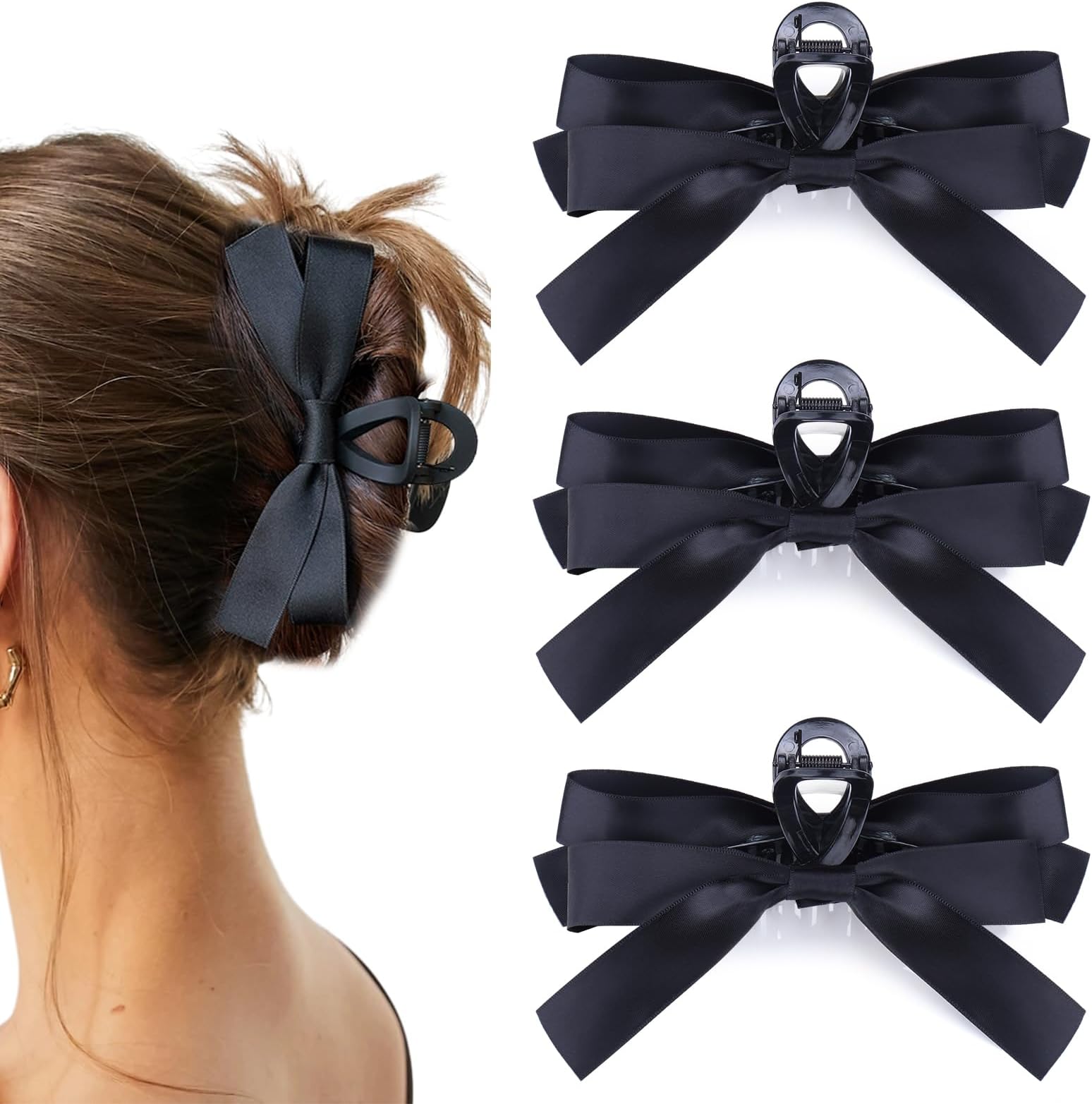Amazon.com : MHDGG Big Bow Hair Claw Clips for Women,4pcs Bow Hair ...