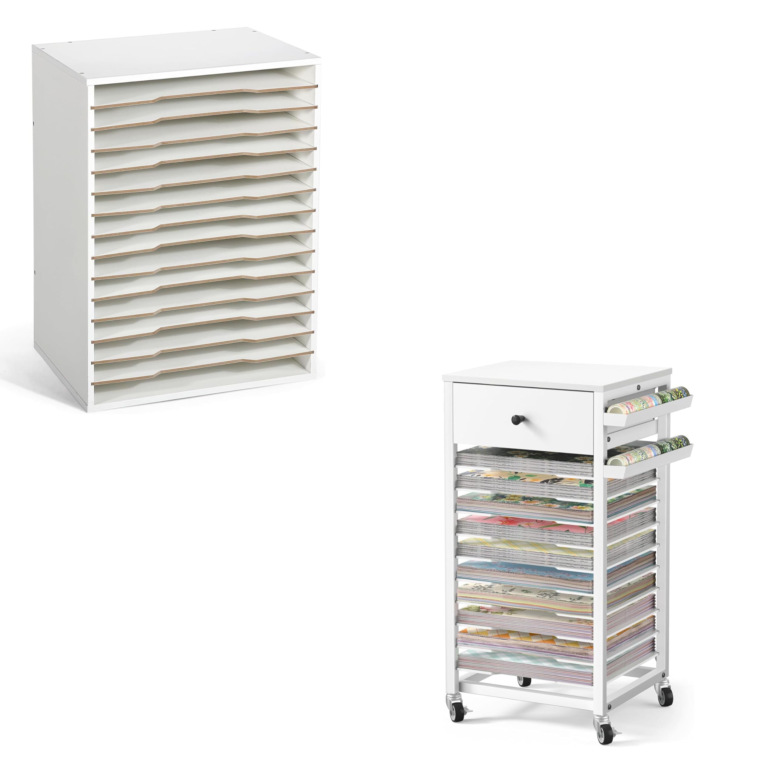 Amazon.com: Caydo 15 Slot Paper Organizer Storage, Wood Adjustable ...