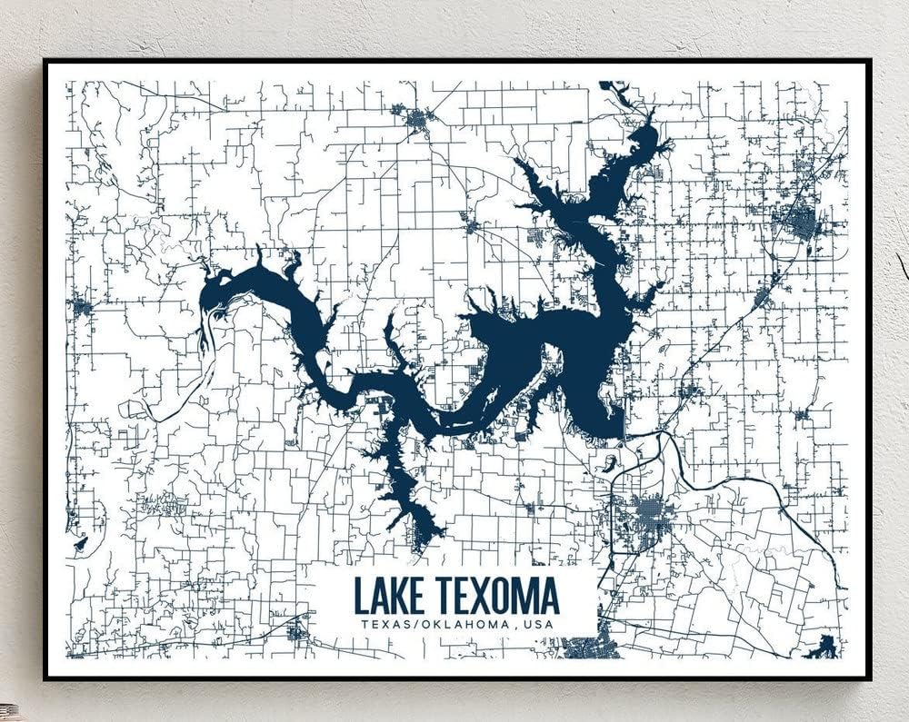 Amazon.com: MG Global - Lake Texoma Texas Map Poster - Lake Texoma ...