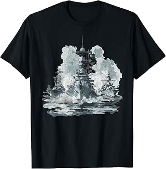Amazon.com: Warship Battleship Formation Naval Warfare T-Shirt, Men ...