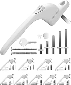 eSynic Universal UPVC Window Handles 10Pack with 5 Multi-Size Spindles & Cuttable Screws 360 ...