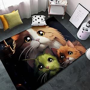Amazon.com: ELKEYE Cat Rug for Kids Bedroom - Cute Rug Kids Room Rug ...