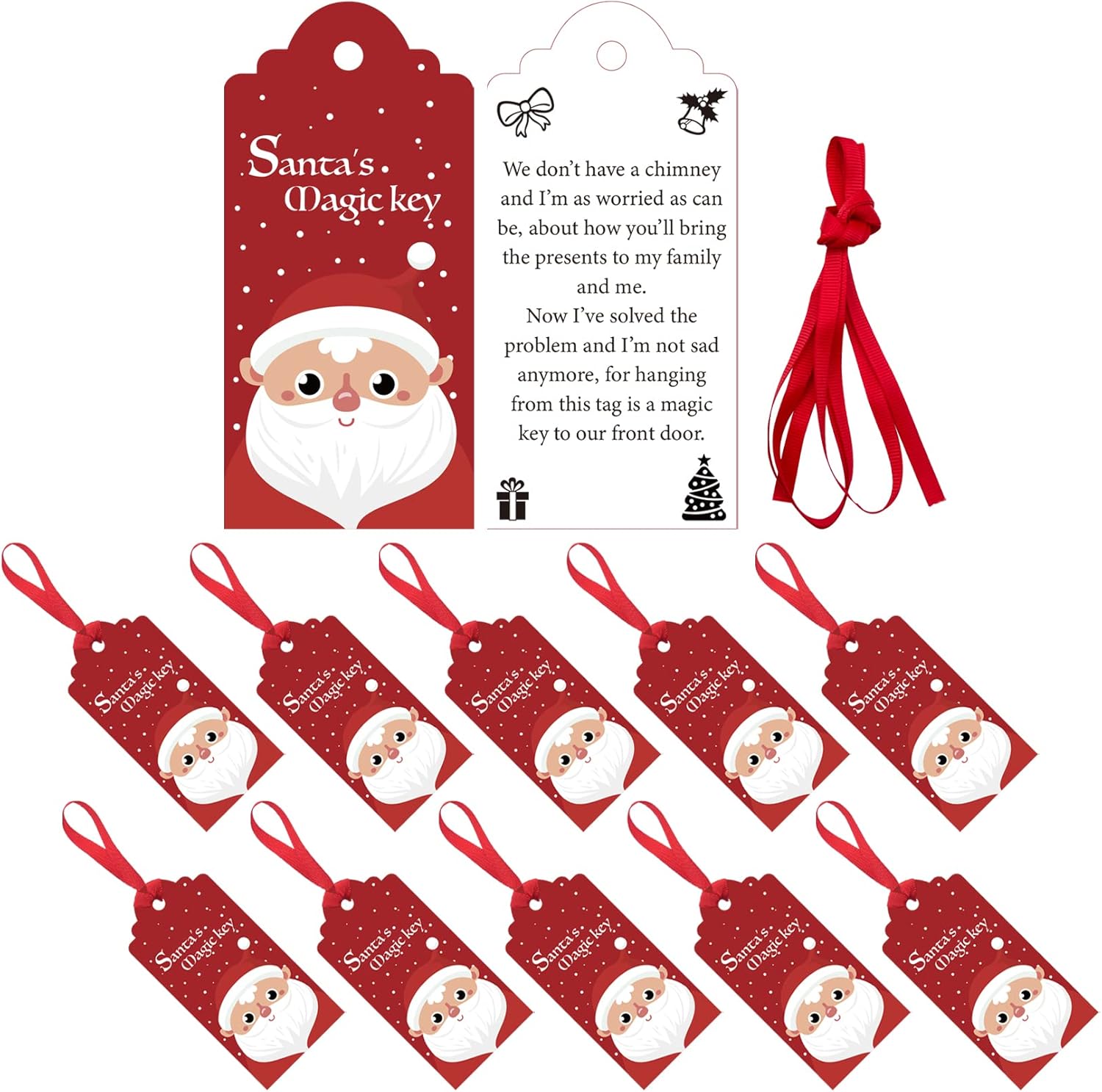 Gunwon 10pcs Santa Magic Key Labels Tags,Father Christmas Key Kraft ...