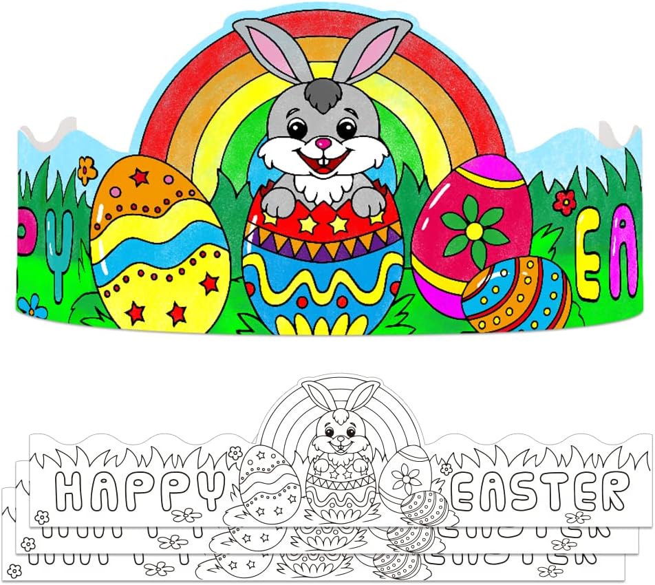 Amazon.com: SICOHOME 24PCS Easter Crown Craft - Color Your Own Easter ...