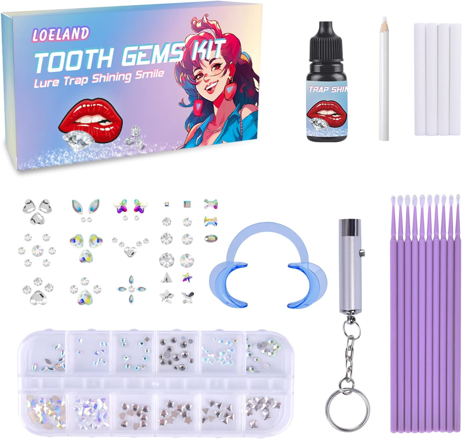 Amazon.com: Loeland Tooth Gem Kit, DIY Crystals Jewelry Kit Teeth Gems ...
