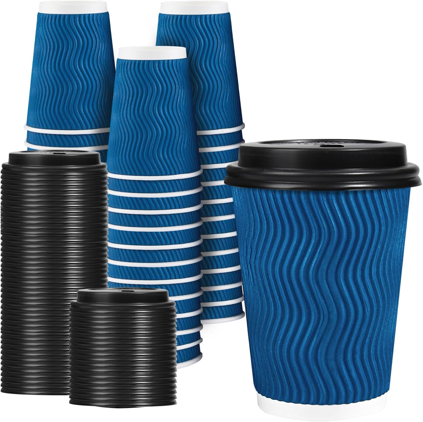 Amazon.com: Quality 12oz Ripple Wall Disposable Cup with Lid, Elegant ...