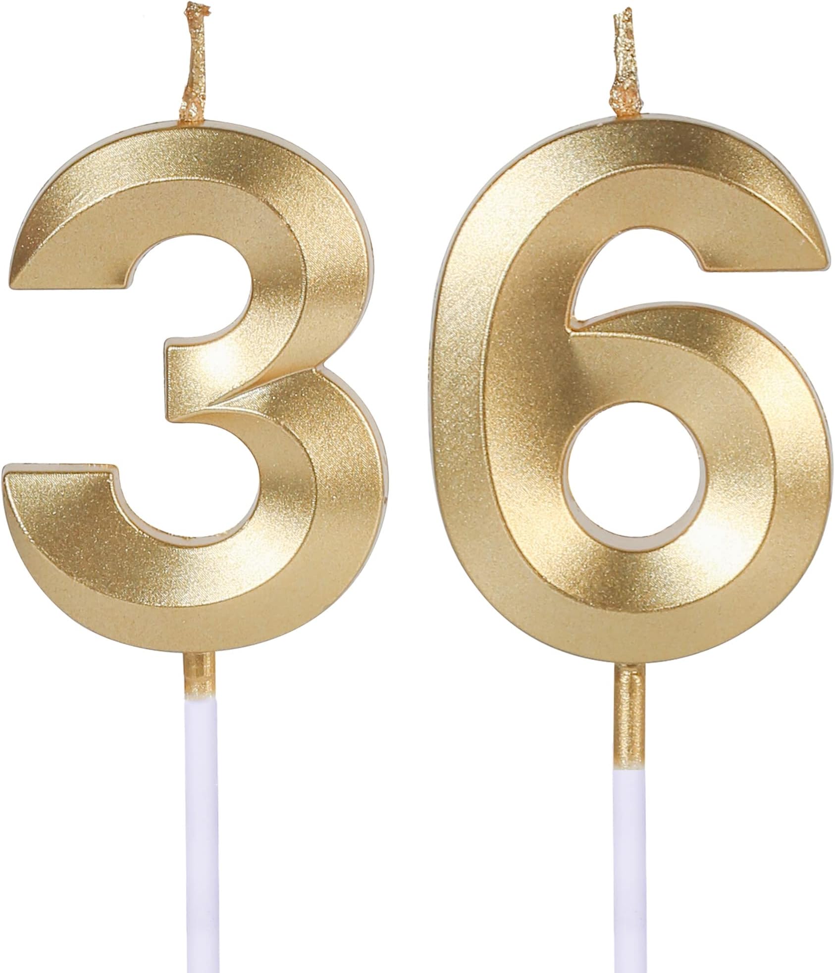 Amazon.com: MMJJ Gold 36th Birthday Candles, Number 36 Cake Topper for ...