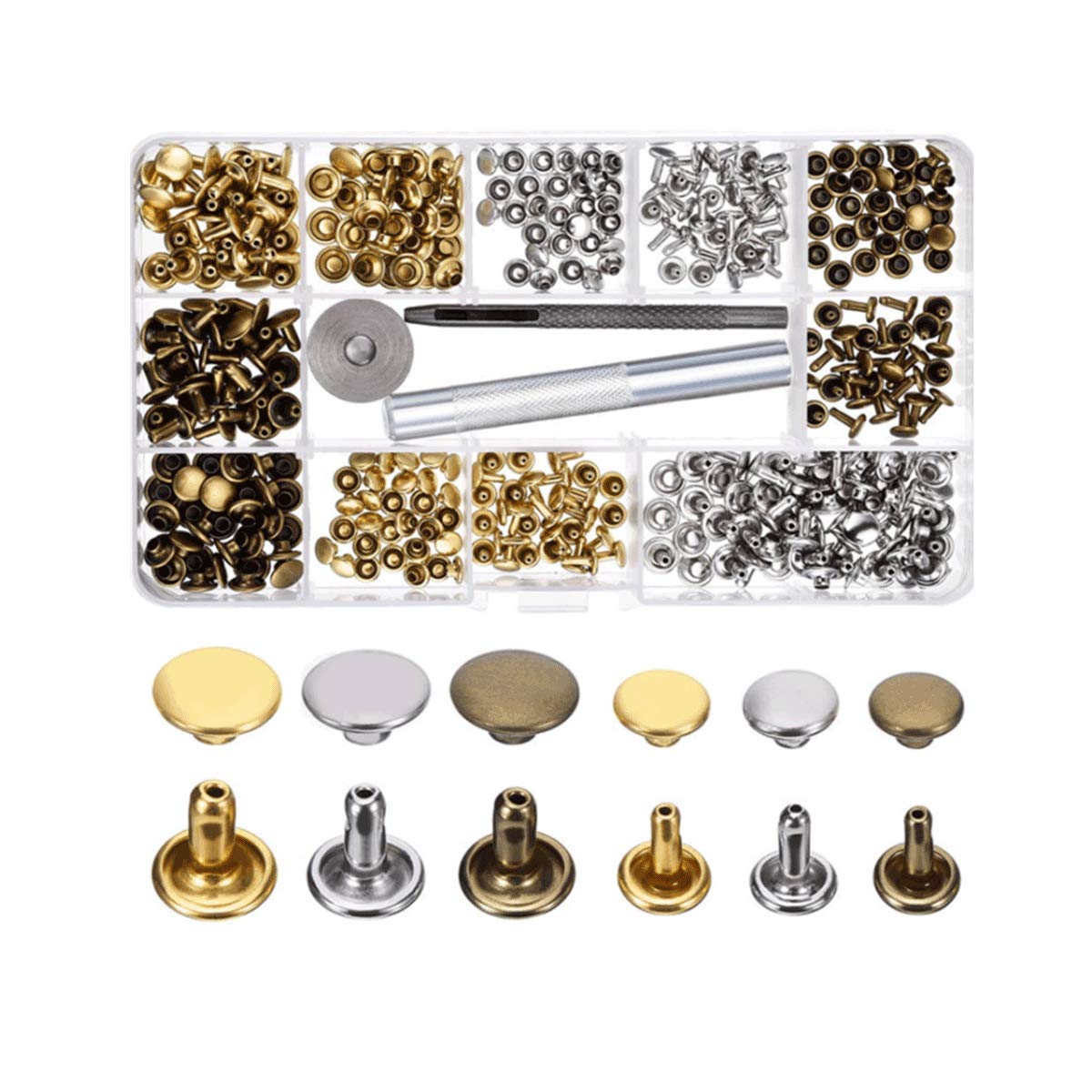 Beauenty Diy Leather Craft Rivets Replacement 180 Set 8x8mm 6x6mm ...