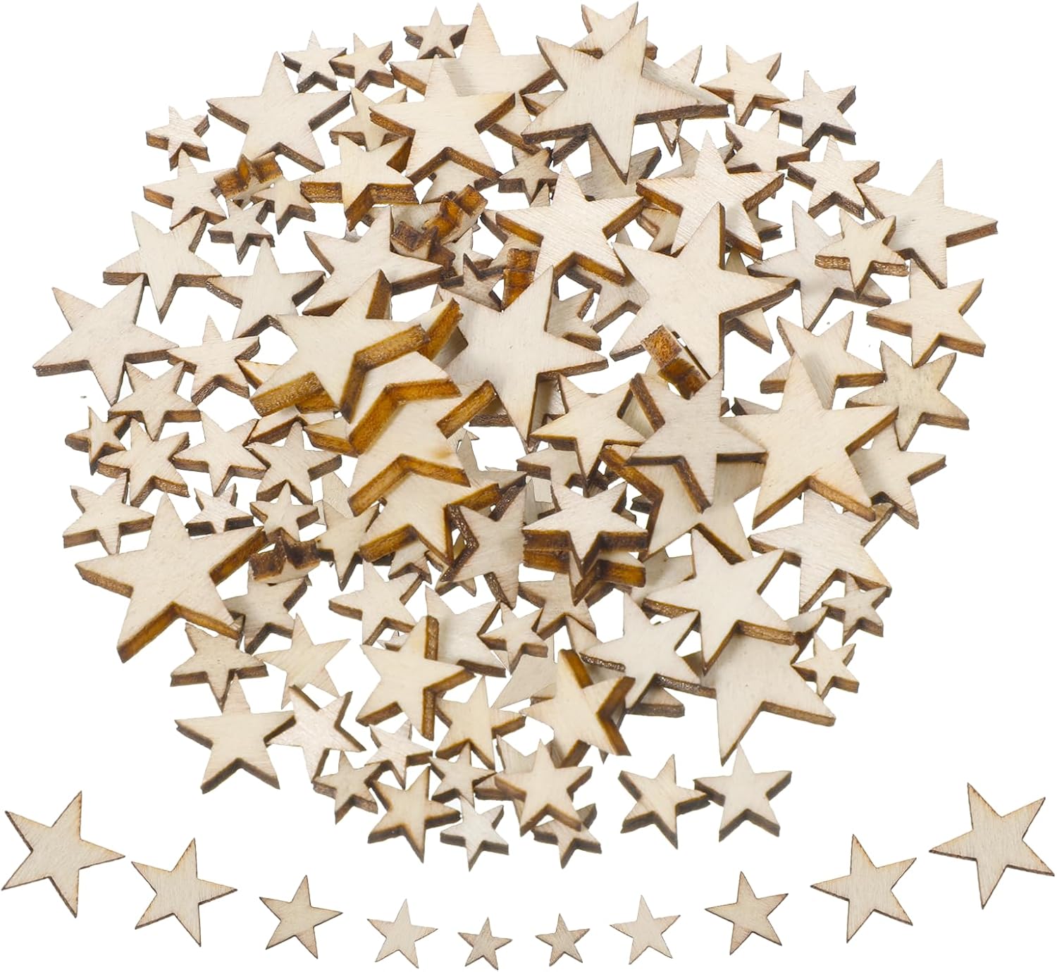 Amazon.com: 100 PCS Unfinished Wooden Stars for Crafts, 5 Sizes Small ...