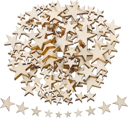 Amazon.com: 100 PCS Unfinished Wooden Stars for Crafts, 5 Sizes Small ...