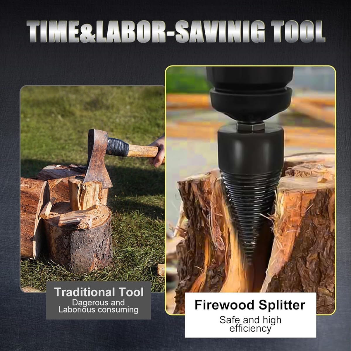 $5/mo - Finance 45+32mm Firewood Log Splitter, Fired Wood Kindling Splitter Set Detachable ...