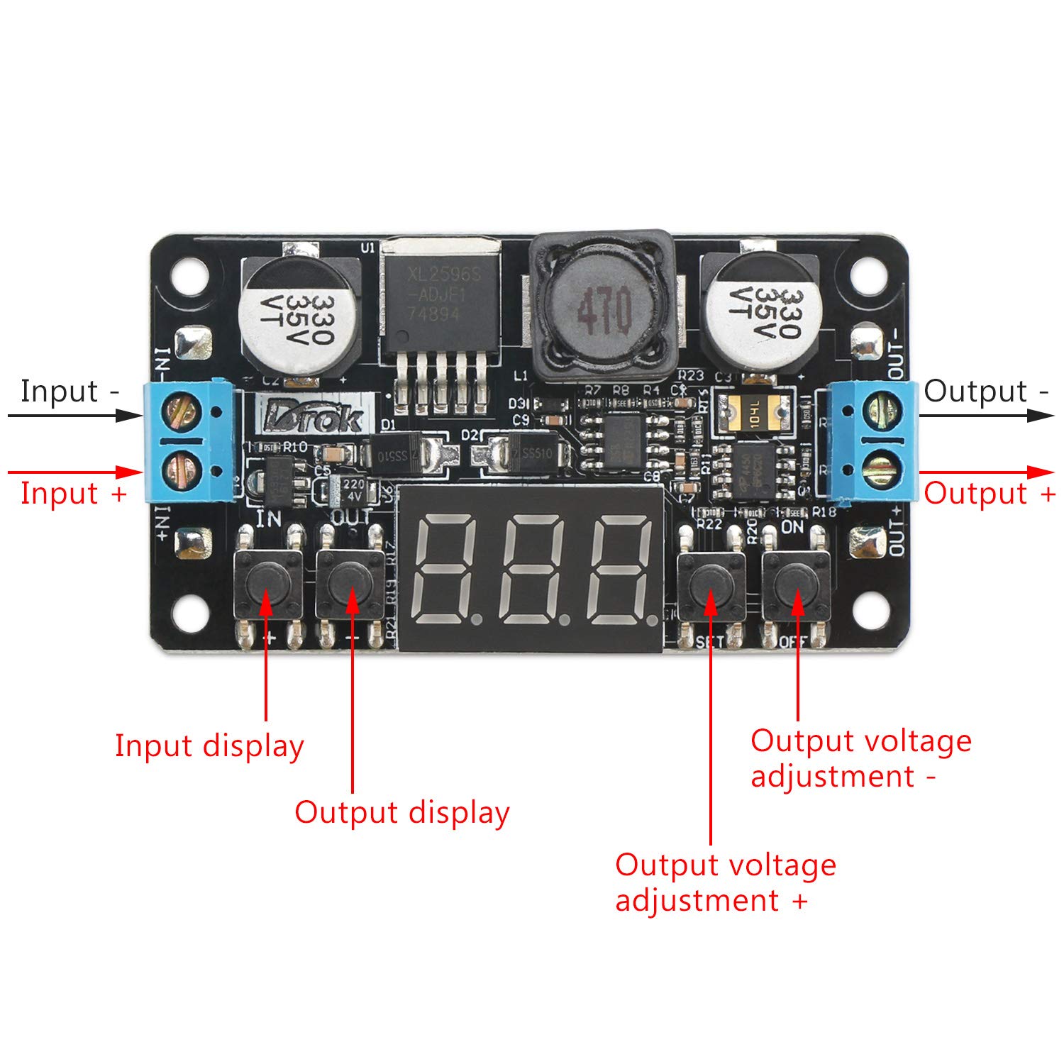 Buy DROK LM2596 Numerical Control Voltage Switching Regulator DC Buck ...