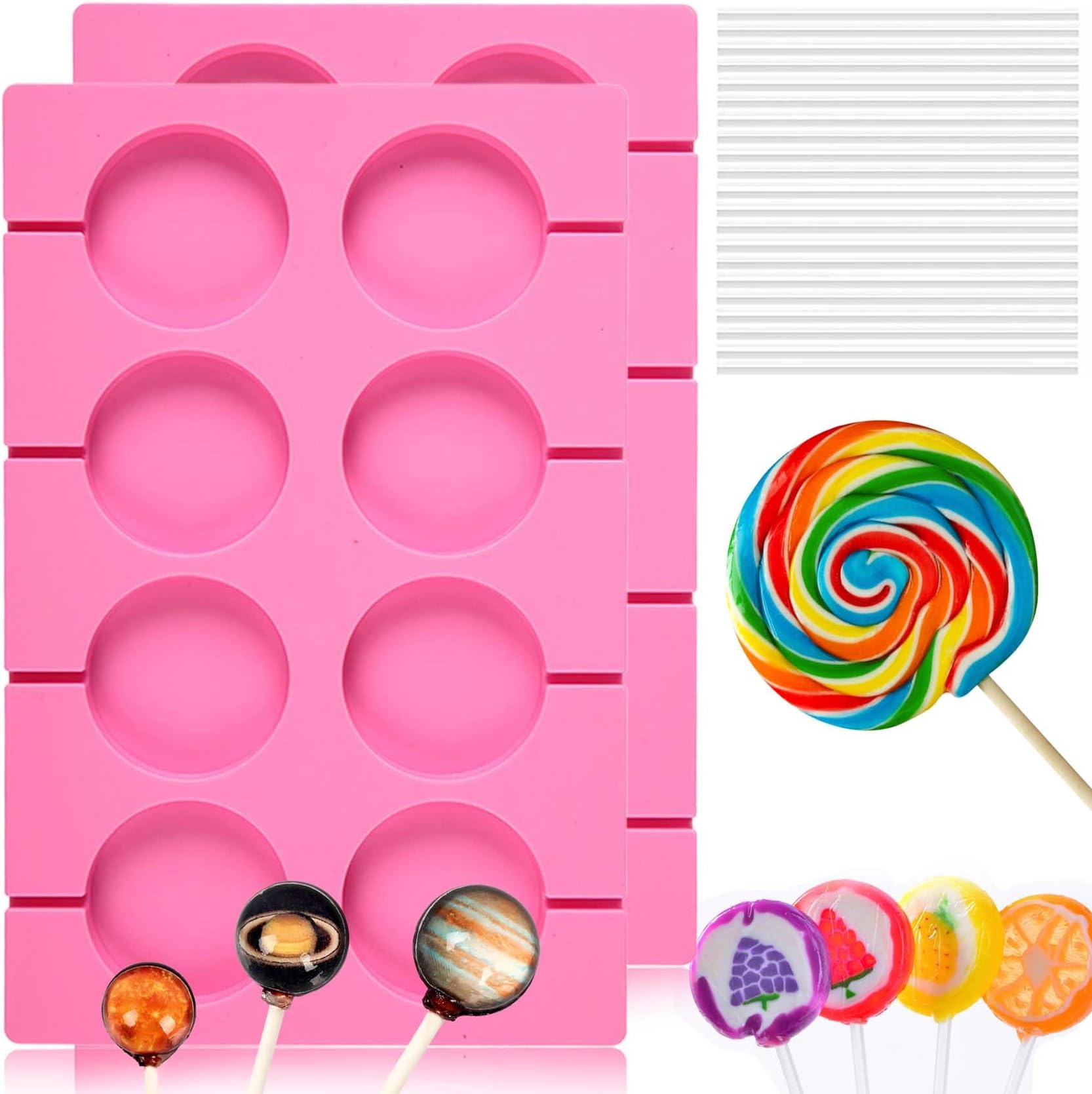 Amazon.com: 2Pcs Silicone Lollipop Molds,16 Capacity Lollipop Chocolate ...