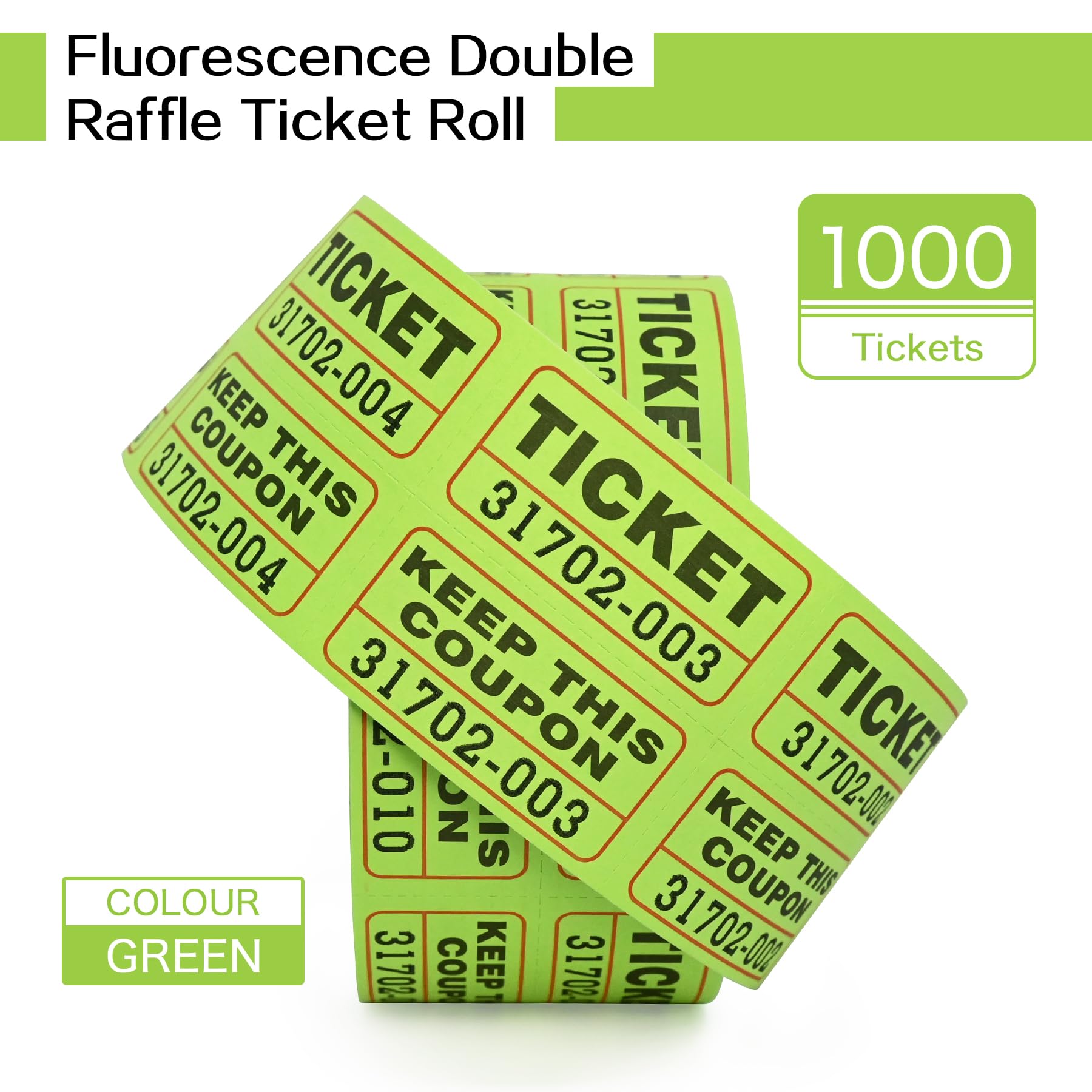 Snapklik.com : 1000 Raffle Tickets,Neon Green,Self Adhesive,Double ...