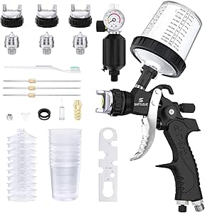 Amazon.com : HVLP Air Spray Gun with 1.4/1.7/2mm Nozzles & Air Compressor Regulator, Air Spray ...