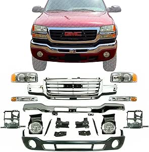 Amazon.com: US AUTO PARTS PLUS New Front Bumper Chrome with Brackets ...