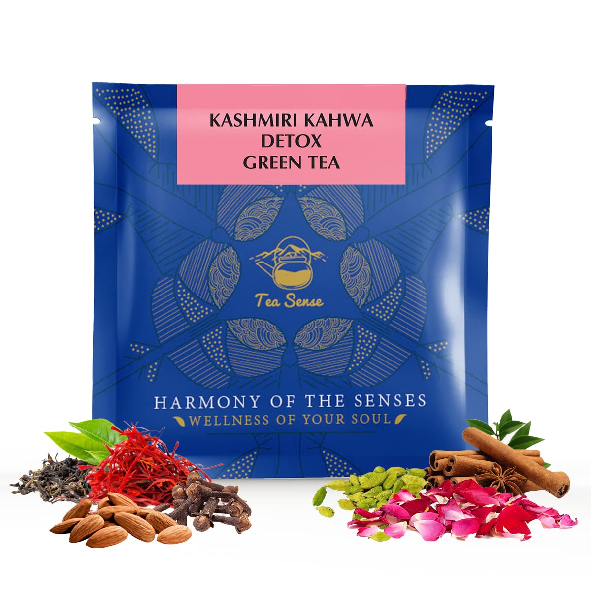 TEA SENSE Kashmiri Kahwa Detox Green Tea | 15 Pc | Pyramid Tea Bags in ...
