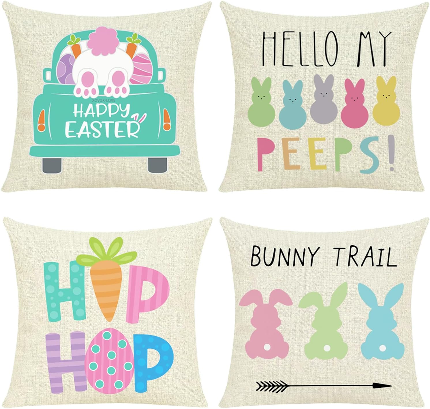 Amazon.com: ODAPTO Easter Pillow Covers 18x18 Set of 4 Easter ...