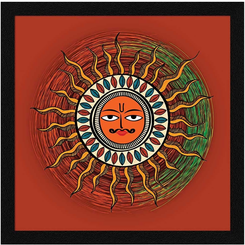 ArtX Paper Sun Madhubani Art Painting, Sun Painting Vastu Wall Art ...