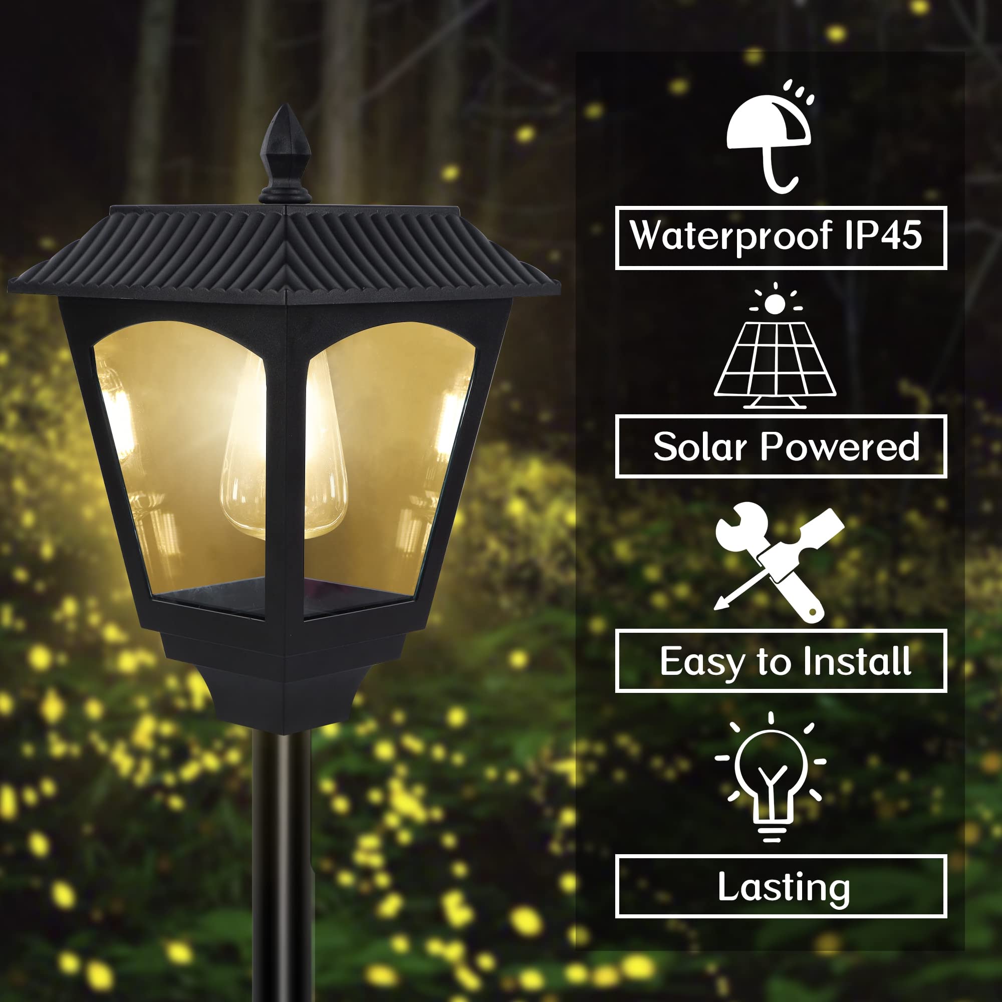 Dynaming 100 Lumen Solar Post Lights, 67 Inch Outdoor Solar Powered ...