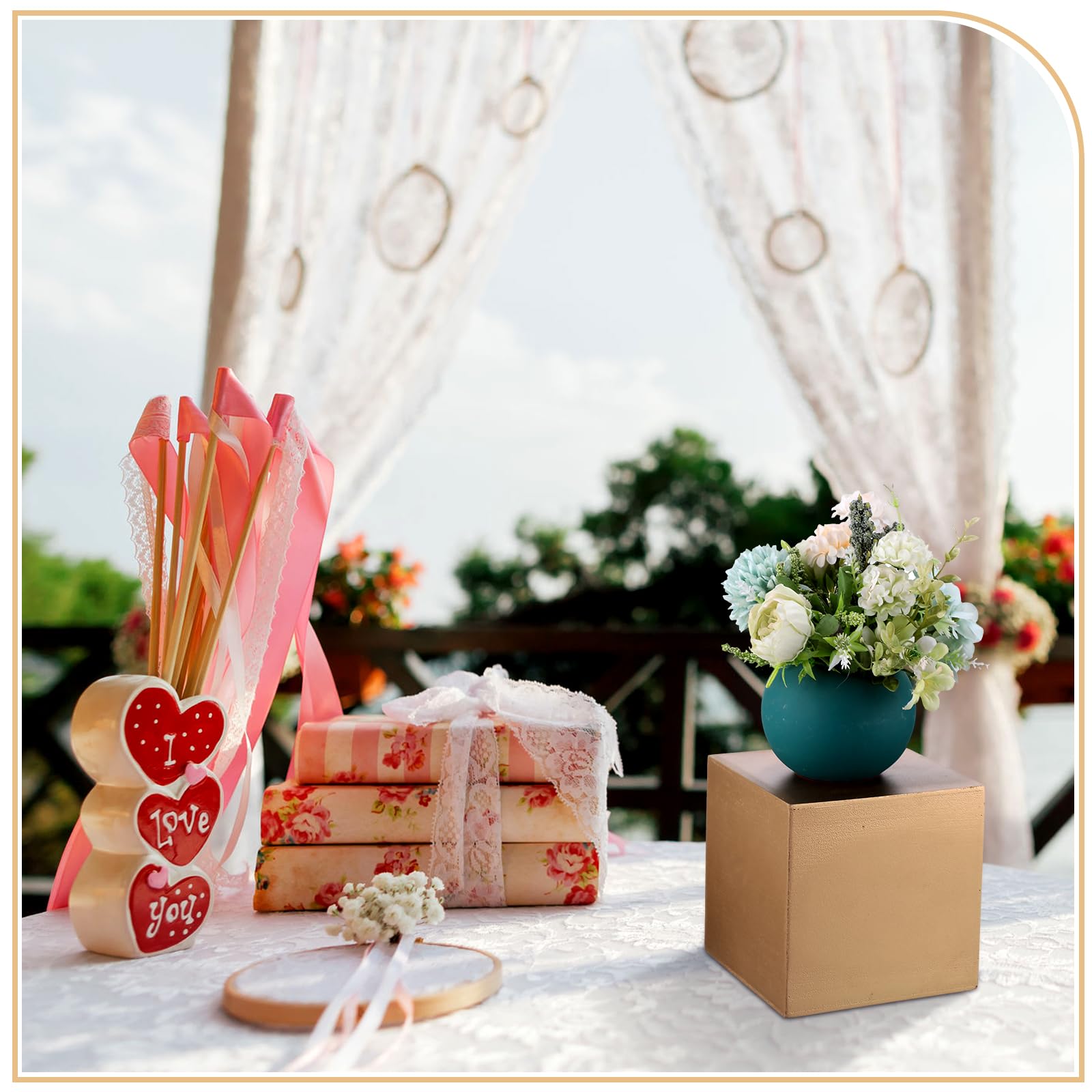 BBTO 6 Pcs Gold Buffet Risers Wood Display Stand Table Stands for ...