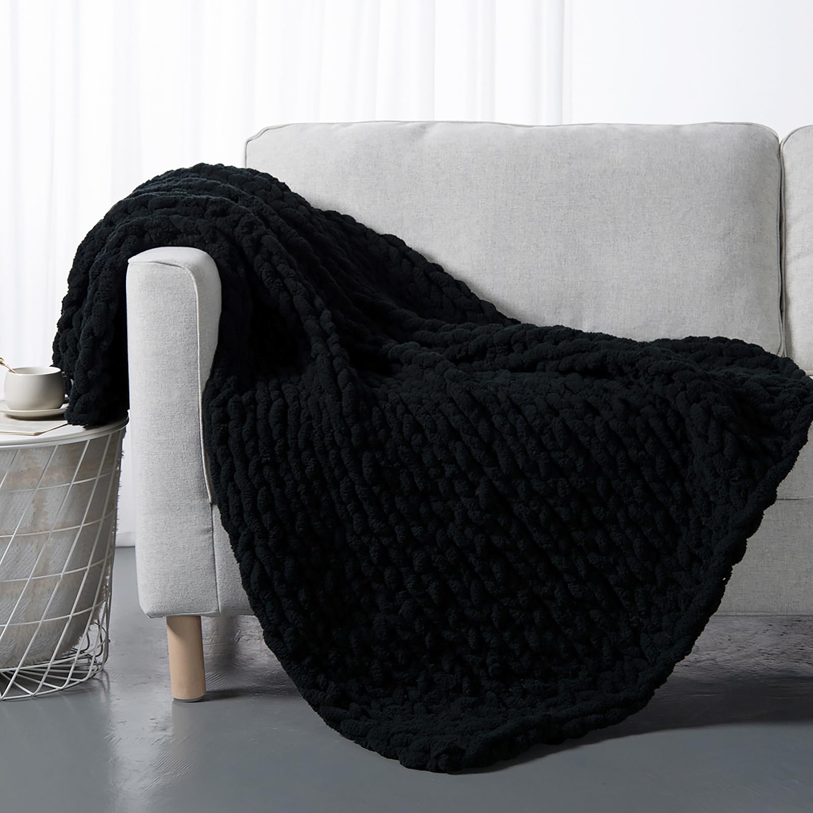 Amazon.com: Carriediosa Chunky Knit Throw Blanket 60" X 80" Twin, 100% ...