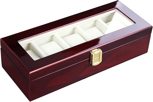 Amazon.com: SONGMICS Watch Box, Wooden Watch Organizer, 5 Slots Display ...