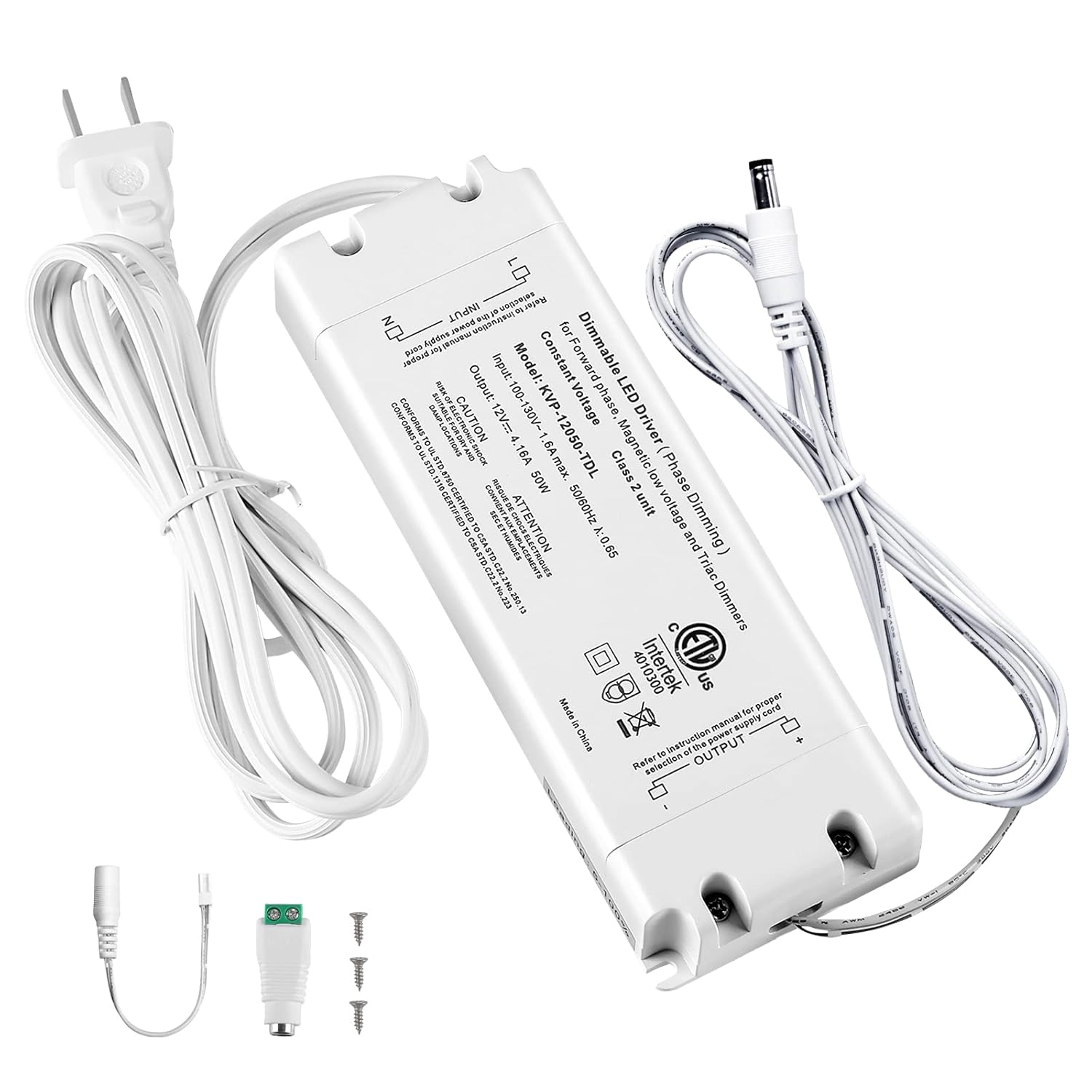 Litever 50W Dimmable LED Driver, 120VAC to 12VDC 4.17A Dimming Power ...