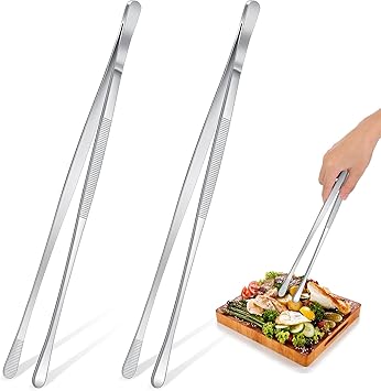 Amazon.com: Perthlin 2 Pieces 12 Inch Tweezer Tongs Extra-long Kitchen ...