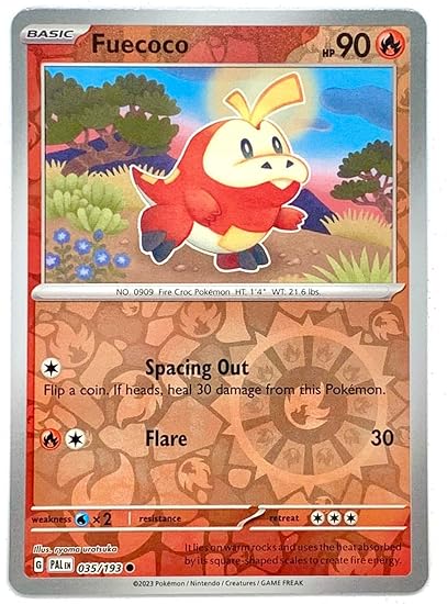 Amazon.com: Pokemon - Fuecoco 035/193 - Paldea Evolved - Reverse Holo ...