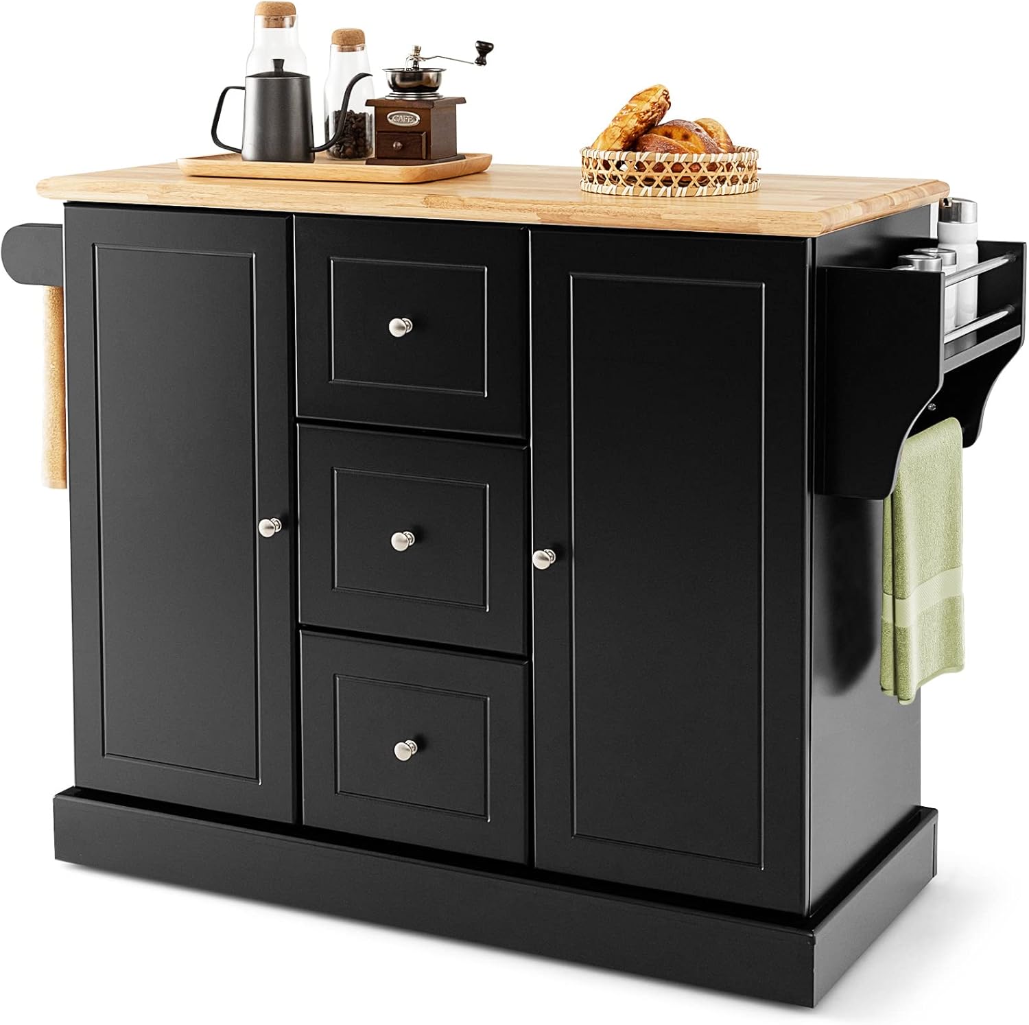 Amazon.com: Giantex Mobile Kitchen Island, Large Kitchen Cart on Hidden ...