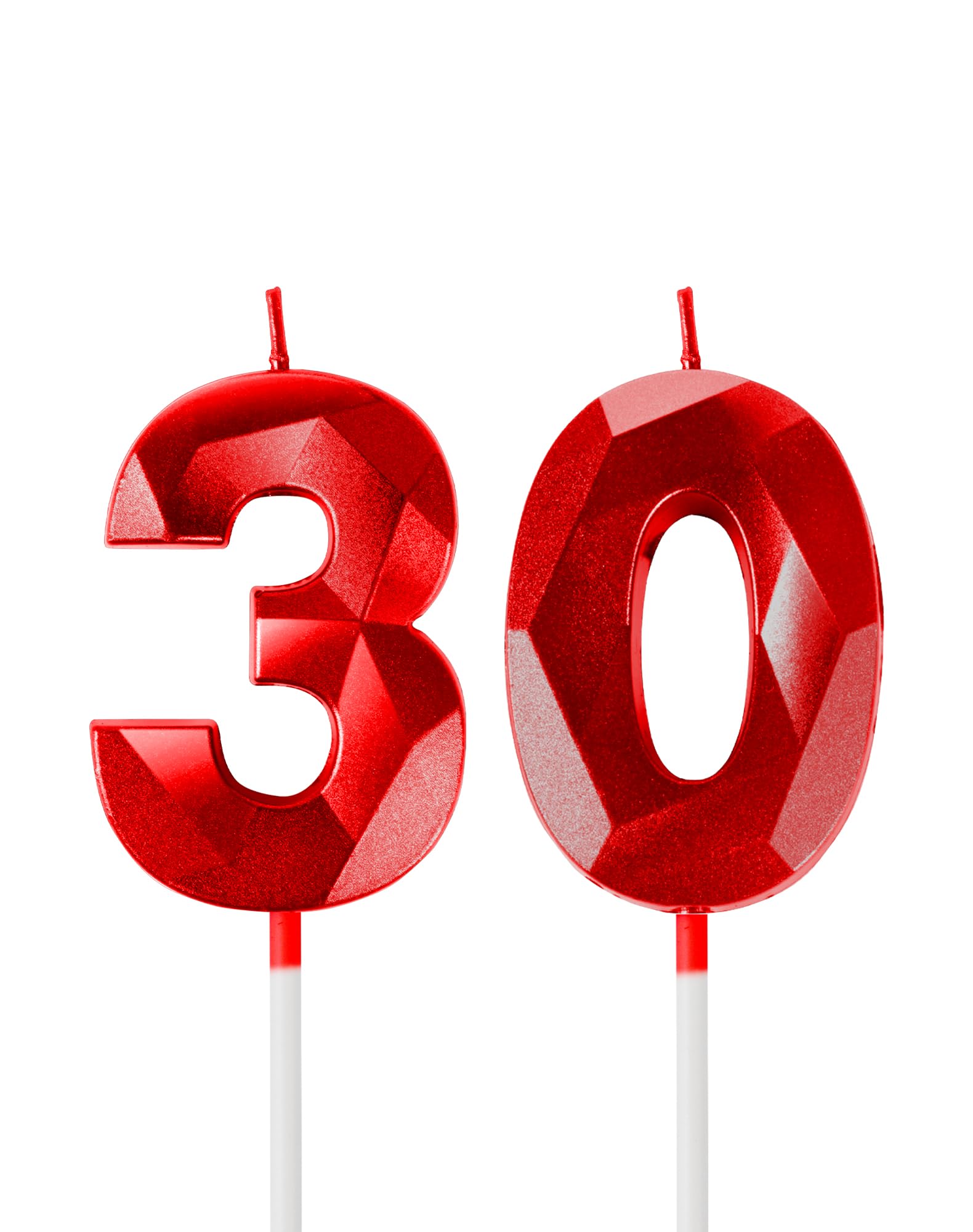 Red 30th Birthday Candles for Cake, Number 30 Candle for 30th Birthday ...