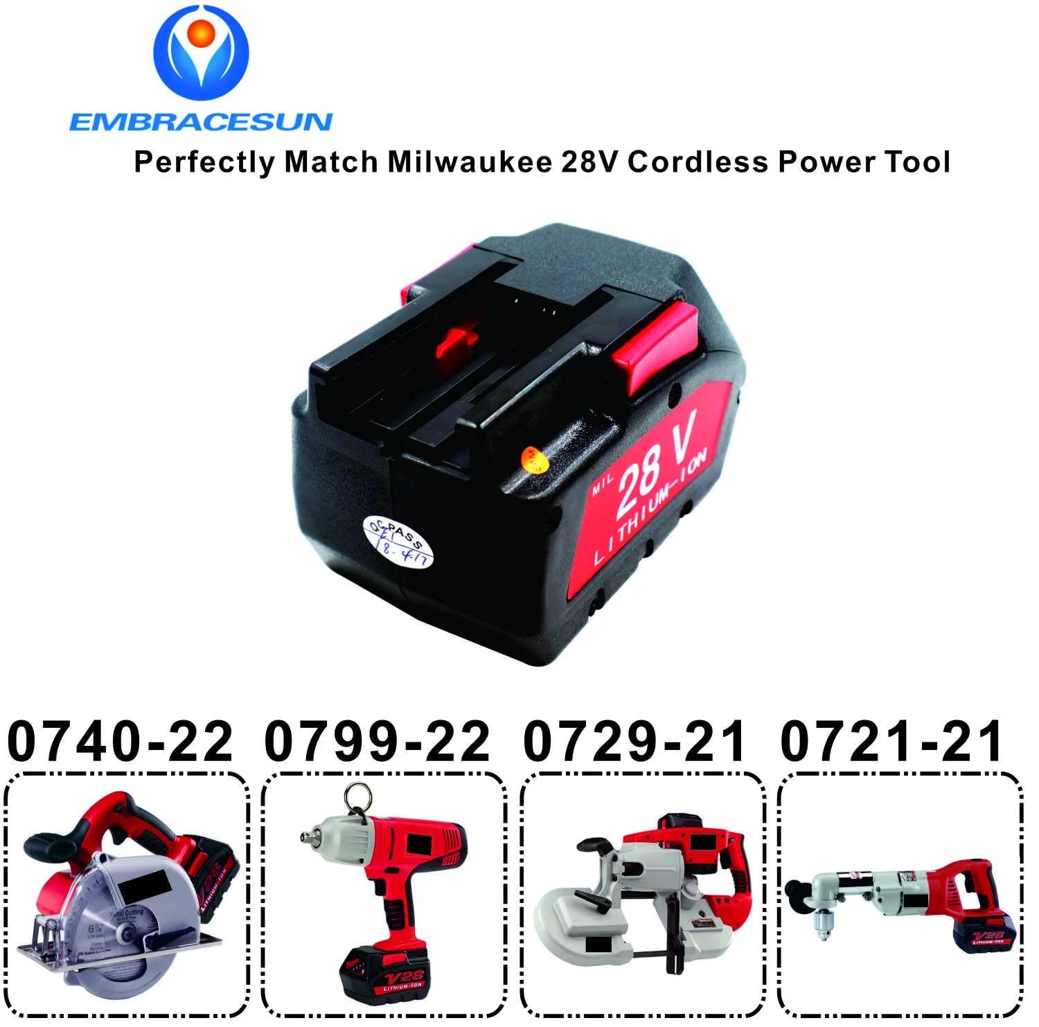 3000mAH Battery Pack MIL28A Li-ion Battery 28V Replacement for Milwauk ...