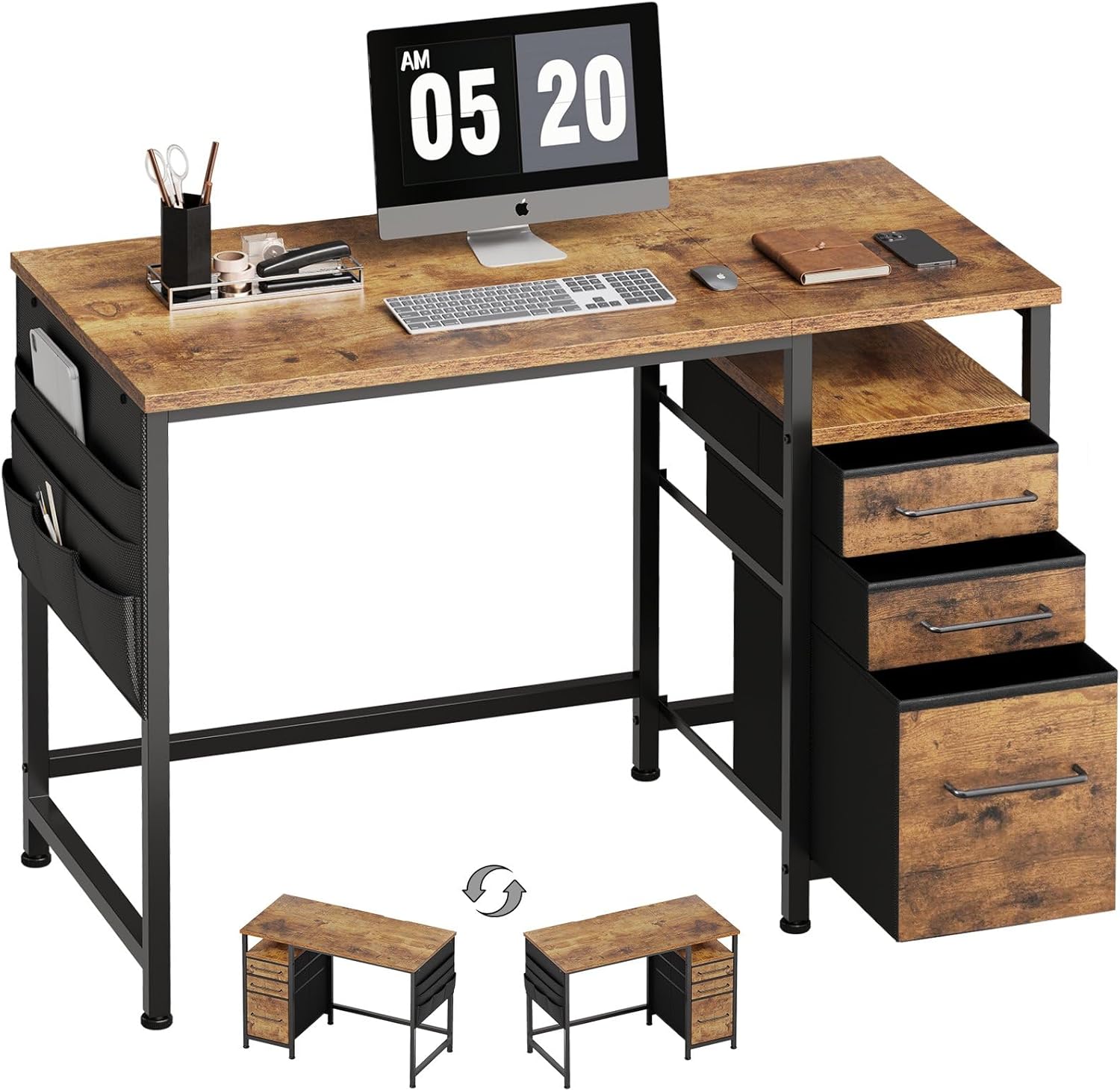 Amazon.com: Maihail Maihail Small Desk with Drawers, 40 inch Computer ...