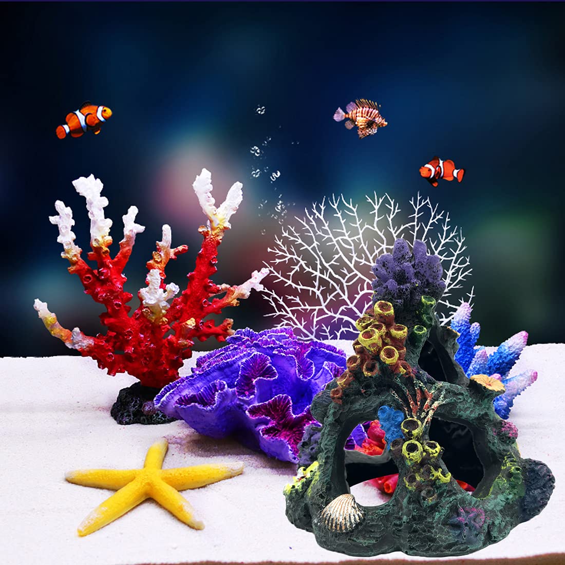 Snapklik.com : Aquarium Decorations Resin Coral Rock Mountain Cave Fish ...