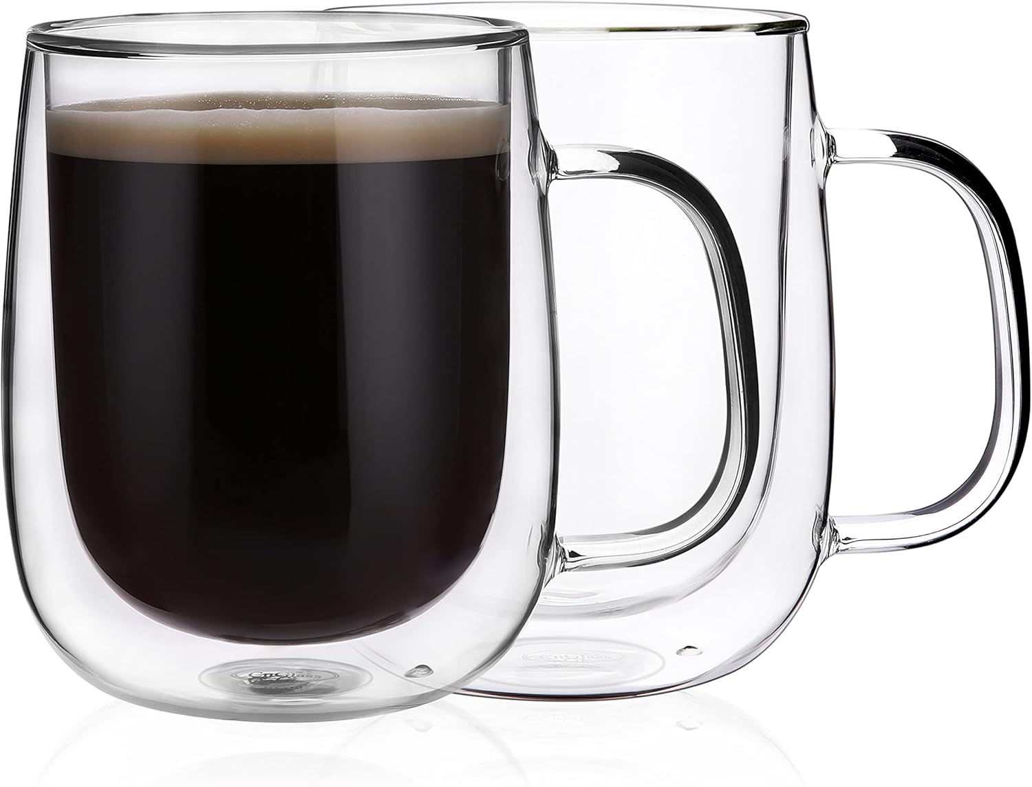 Amazon.com: CNGLASS Glass Coffee Mugs 12oz,Double Wall Insulated Mug ...